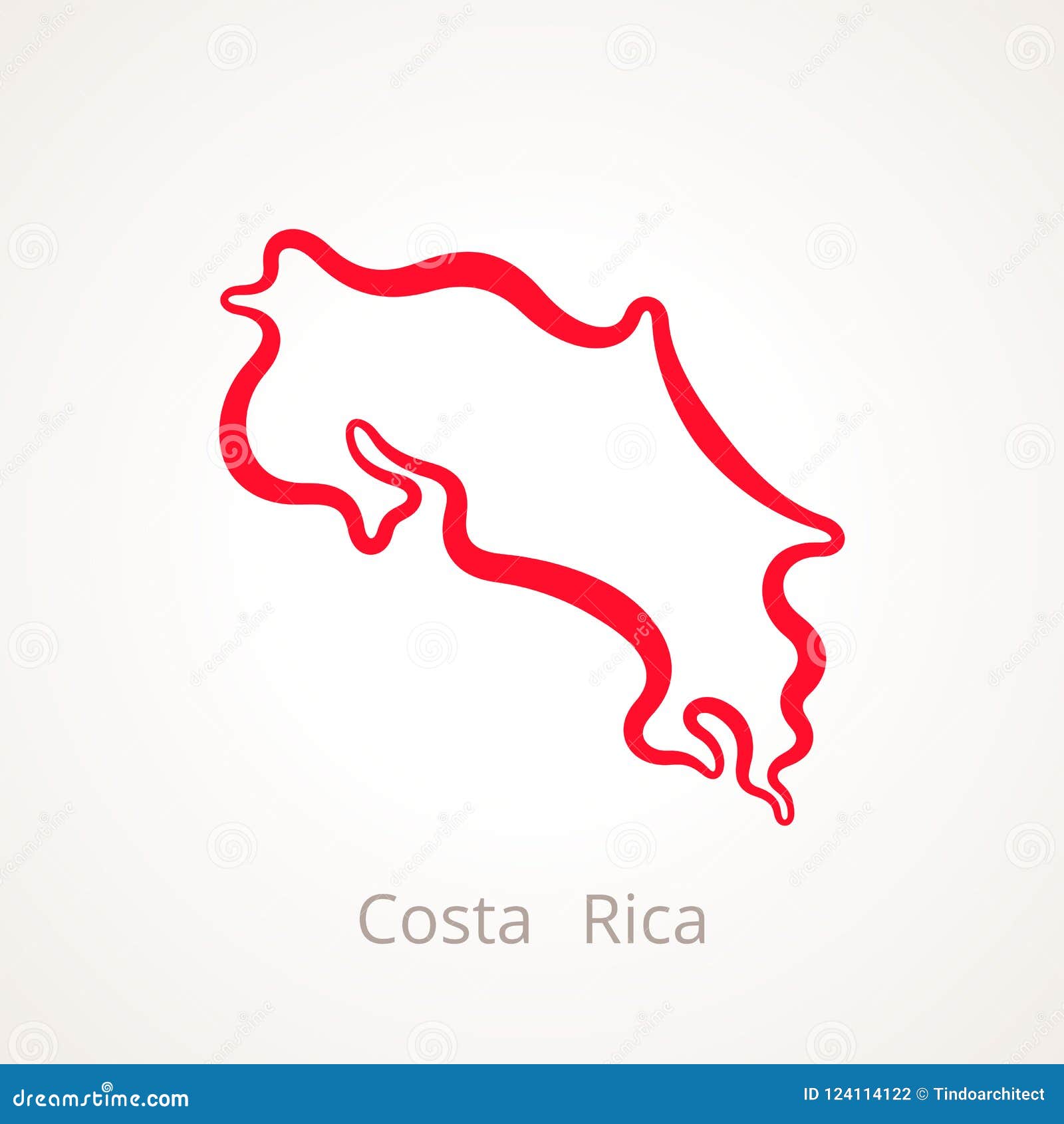 Costa Rica - Outline Map stock vector. Illustration of contour - 124114122