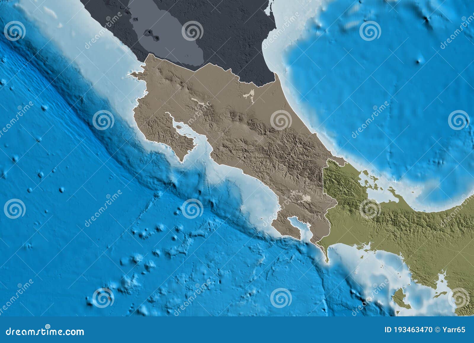 Costa Rica Outlined. Administrative Stock Illustration - Illustration ...