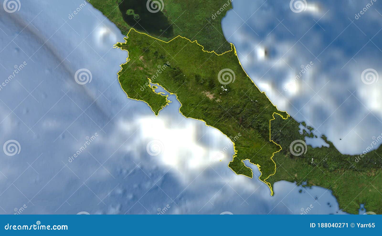 Costa Rica Outlined - Satellite Stock Illustration - Illustration of ...