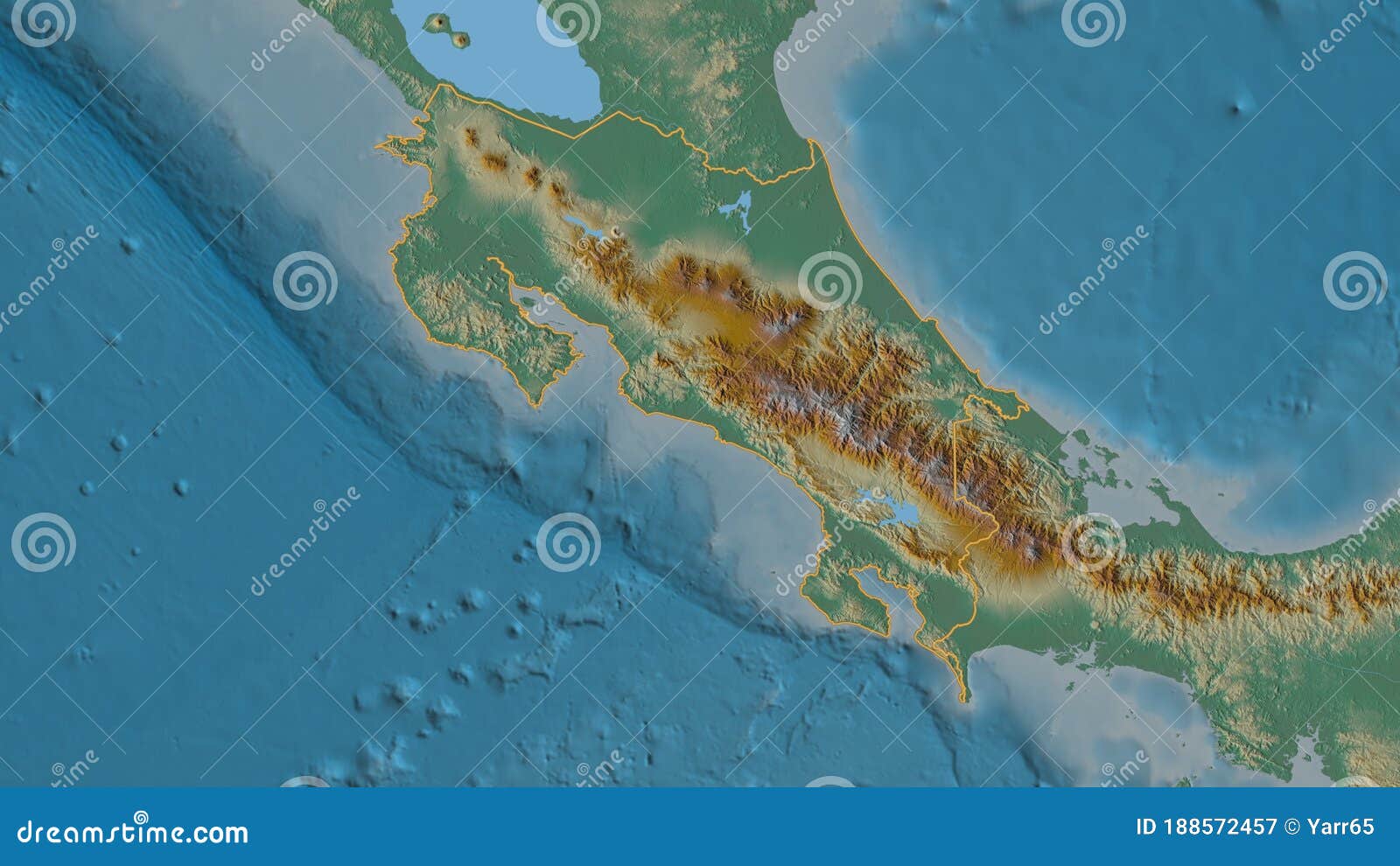 Costa Rica - Overview. Relief Stock Illustration - Illustration of ...