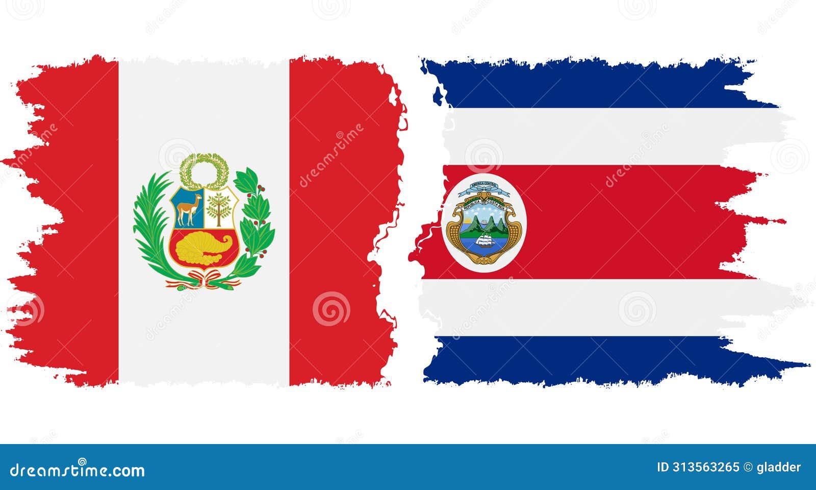 Costa Rica and Peru Grunge Flags Connection Vector Stock Vector ...