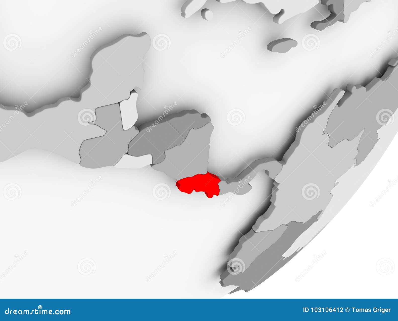 Costa Rica in Red on Grey Map Stock Illustration - Illustration of ...