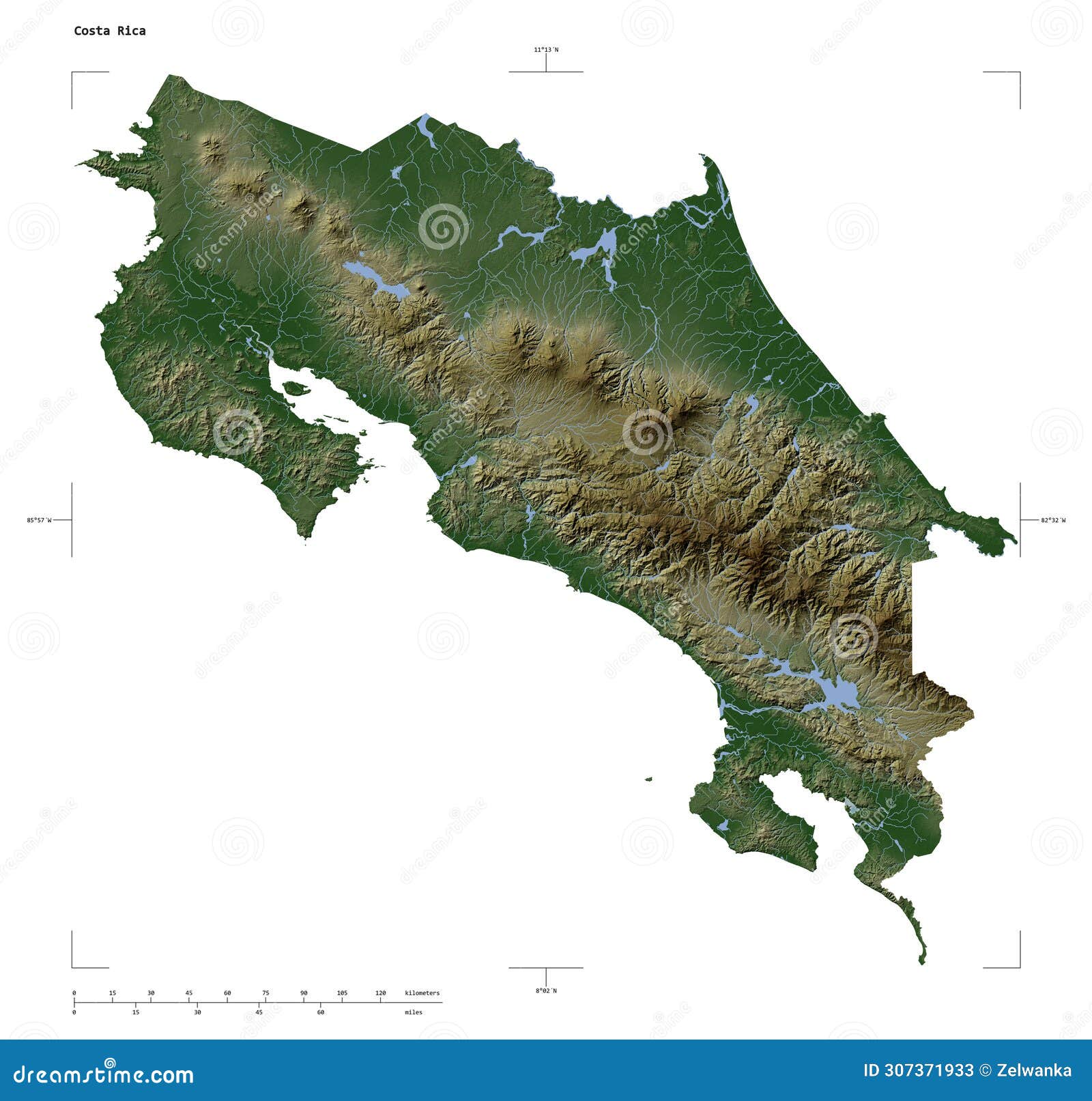 Costa Rica Shape on White. Pale Stock Illustration - Illustration of ...