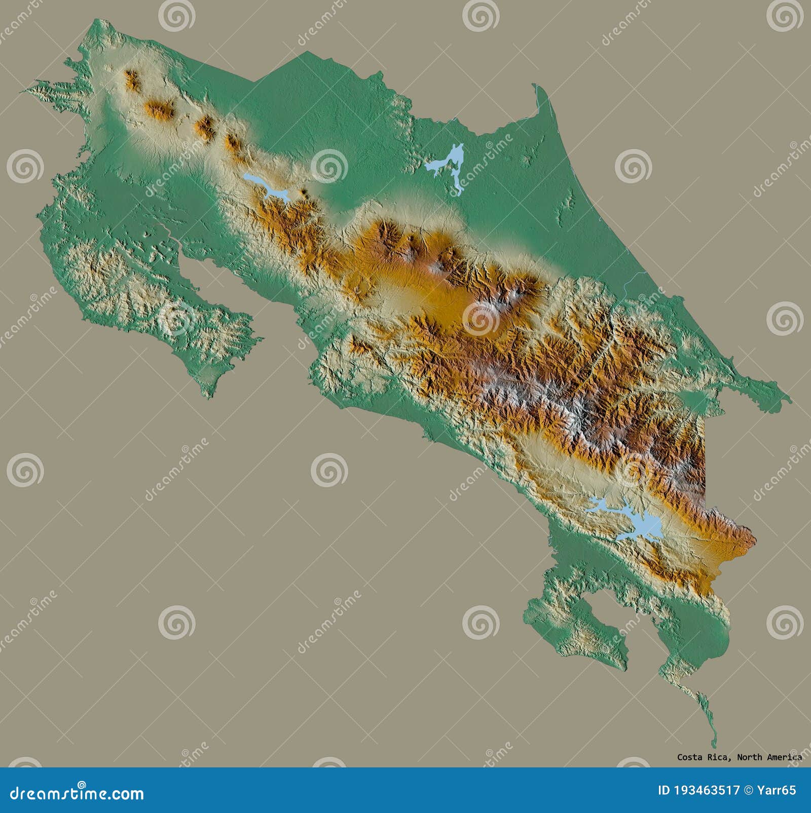Costa Rica on Solid. Relief Stock Illustration - Illustration of ...