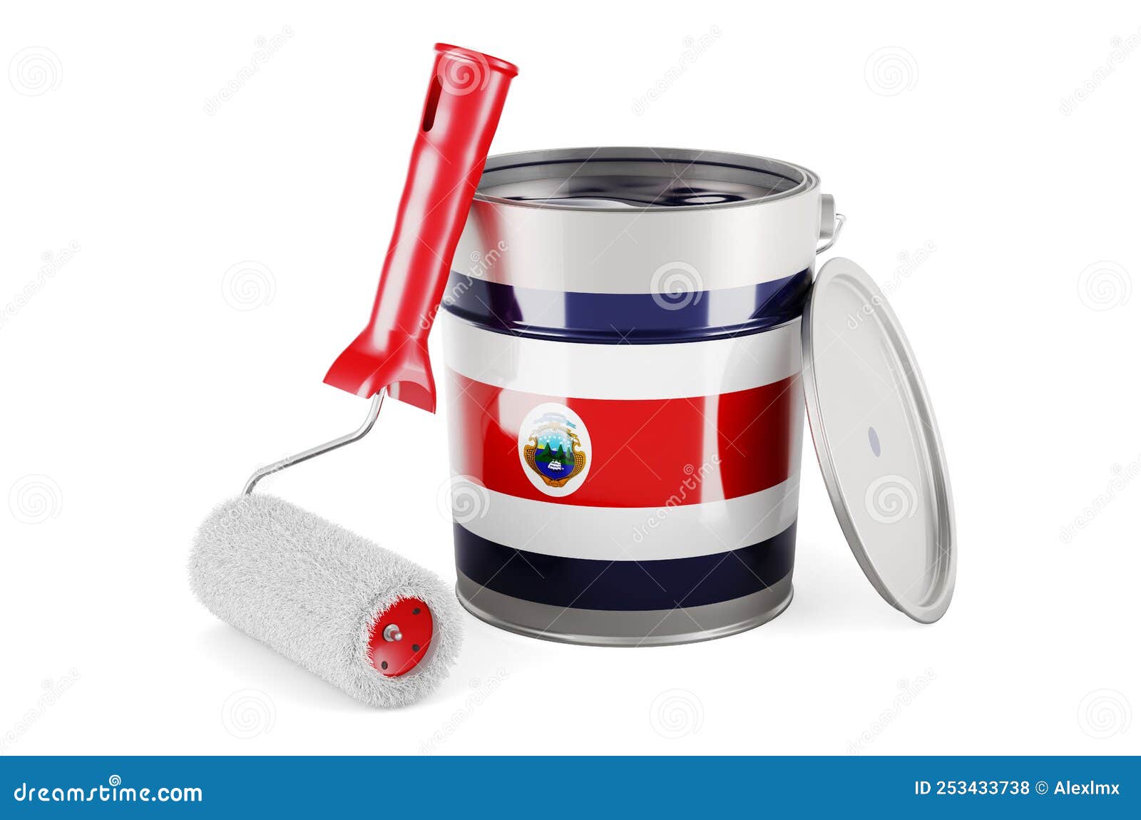 Costa Rican Flag on the Paint Can, 3D Rendering Stock Illustration ...