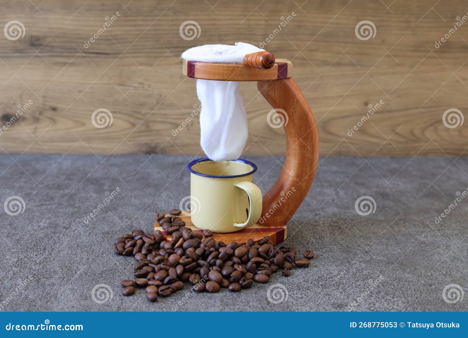 Costa Rican Flannel Dripper on a Stone Pattern Board. Stock Image ...