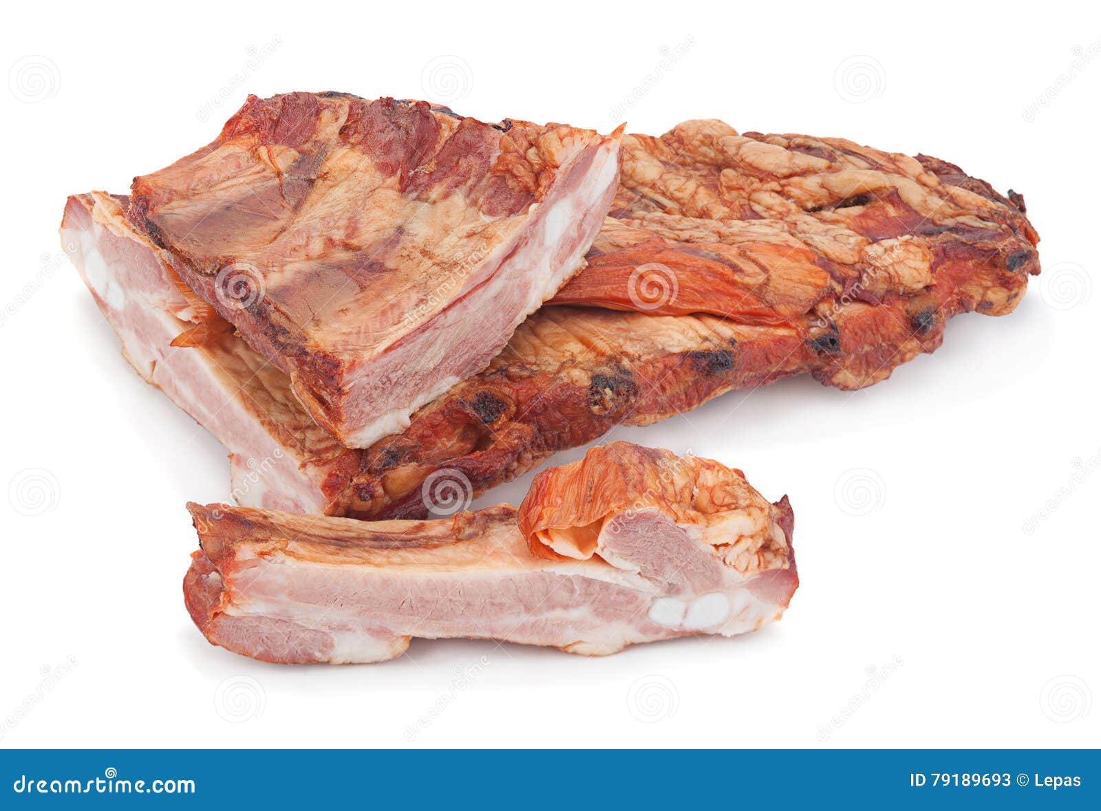 Costillas De Cerdo Ahumadas En Blanco Imagen de archivo - Imagen de ...