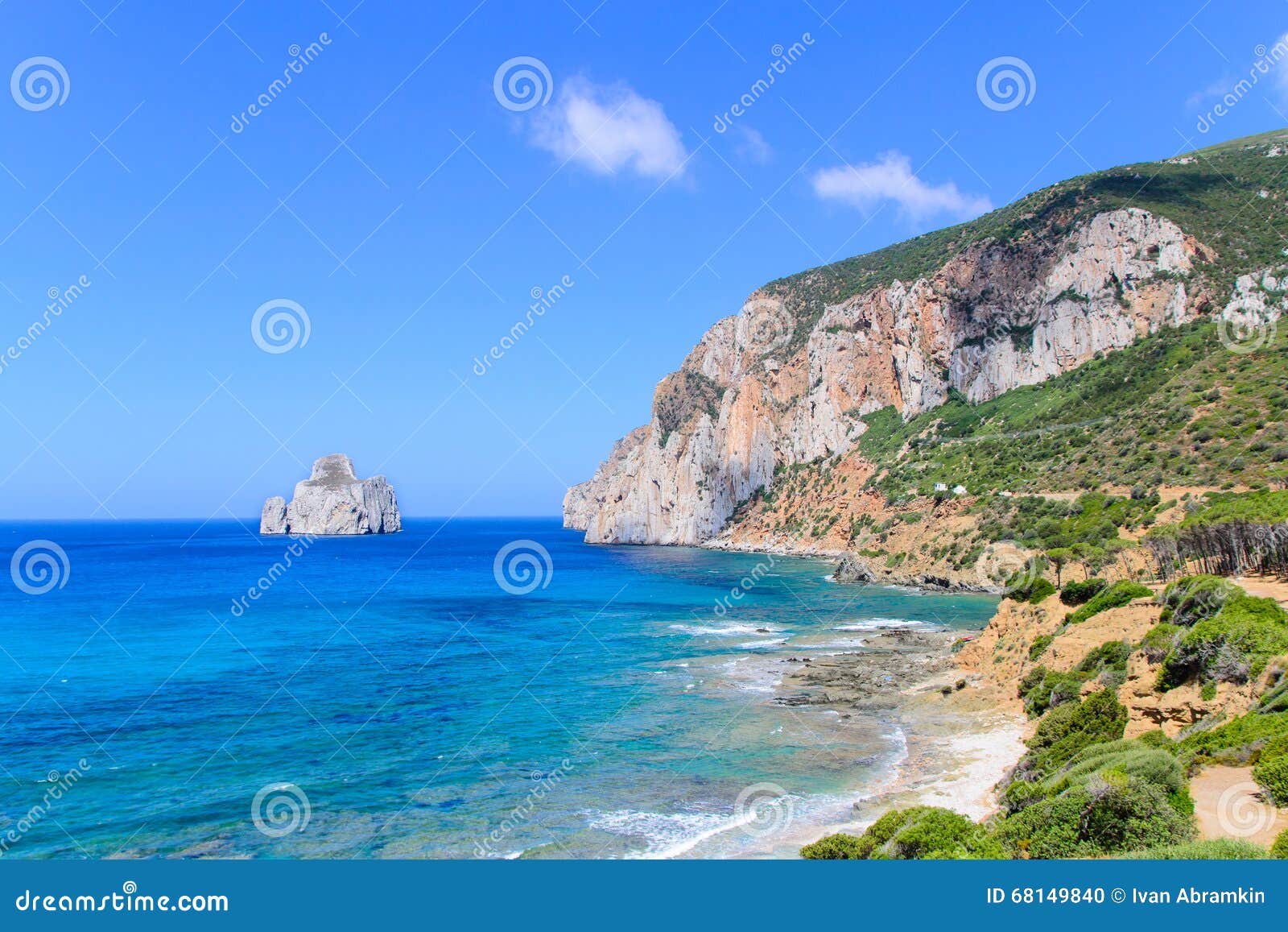 The costline Masua stock photo. Image of rocky, summer - 68149840