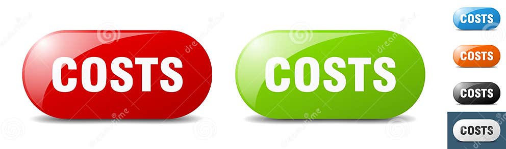 Costs Button. Key. Sign. Push Button Set Stock Vector - Illustration of ...