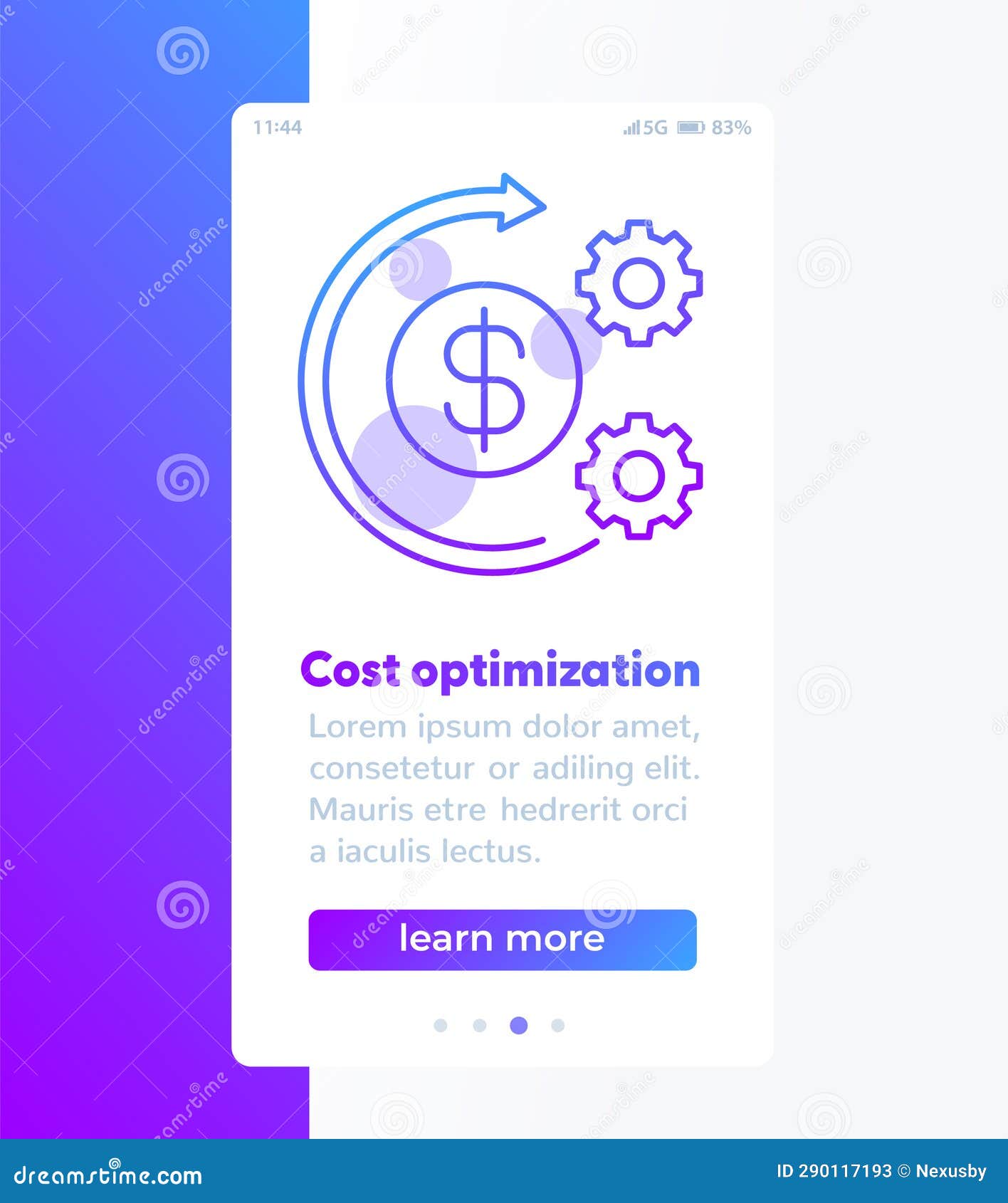 Costs Optimization Banner Design with Icon Stock Vector - Illustration ...