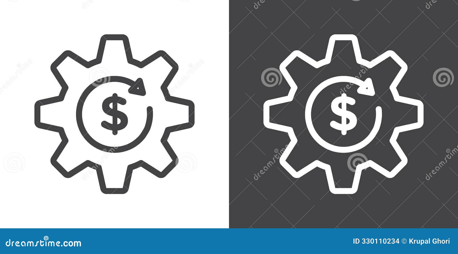 Costs Optimization Icon Flat Vector Set Outline Stock Illustration ...