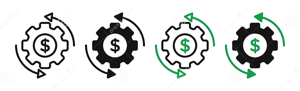 Costs Optimization Thin Line Icon Set Stock Vector - Illustration of ...