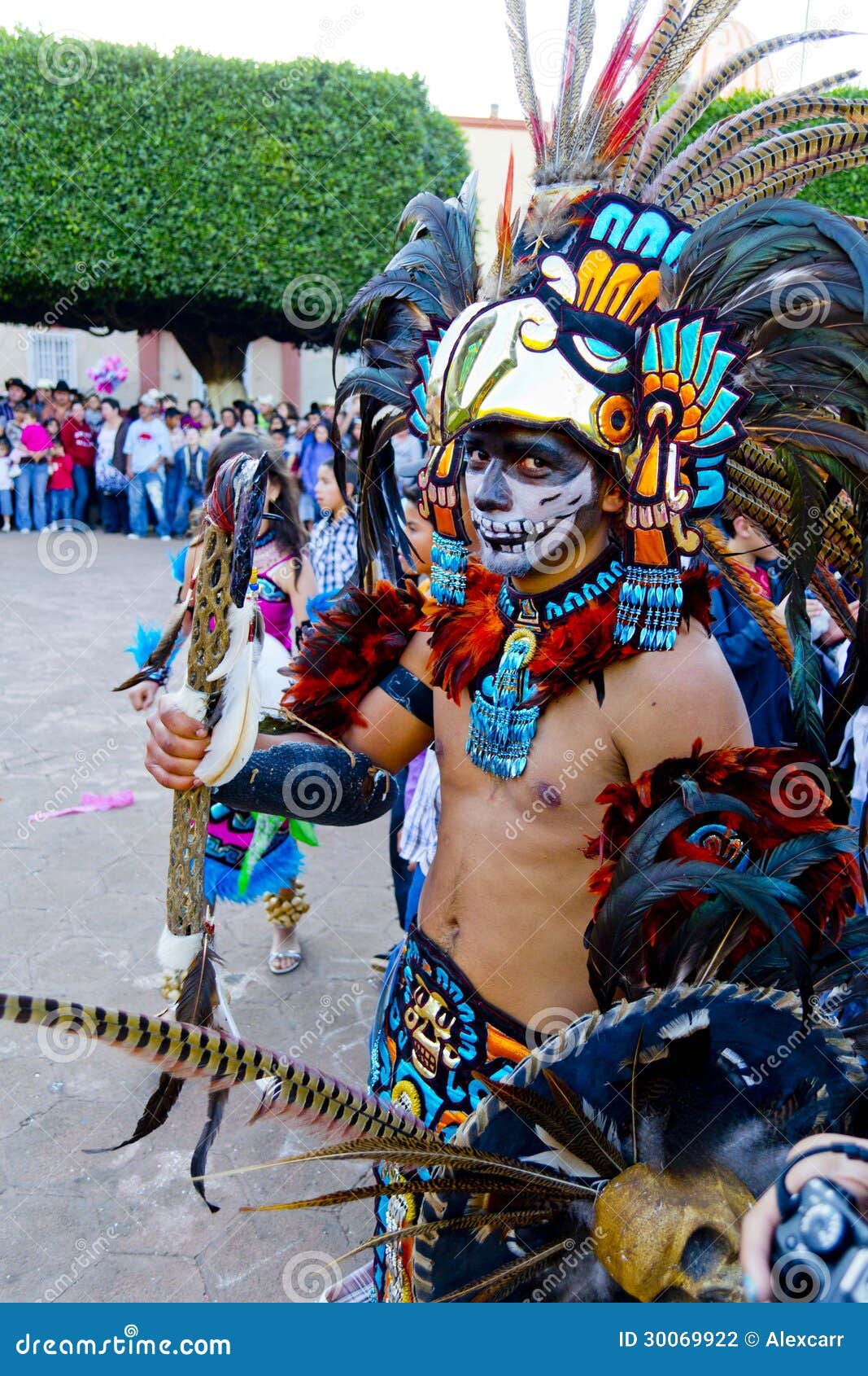 Aztec Warrior Represented by a Person with Costume and Accessories ...
