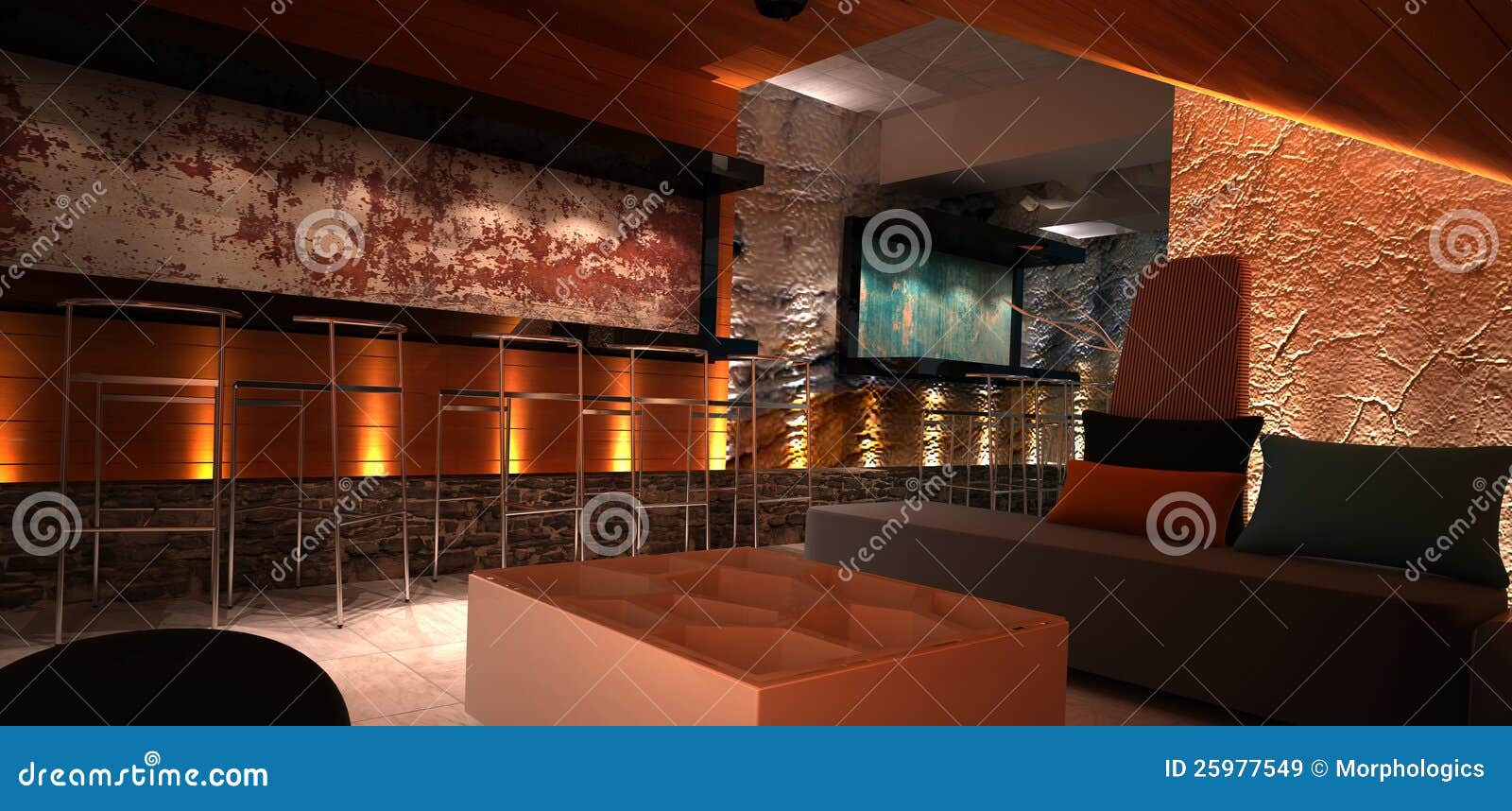 Cosy bar stock image. Image of blue, lamp, cosy, orange - 25977549