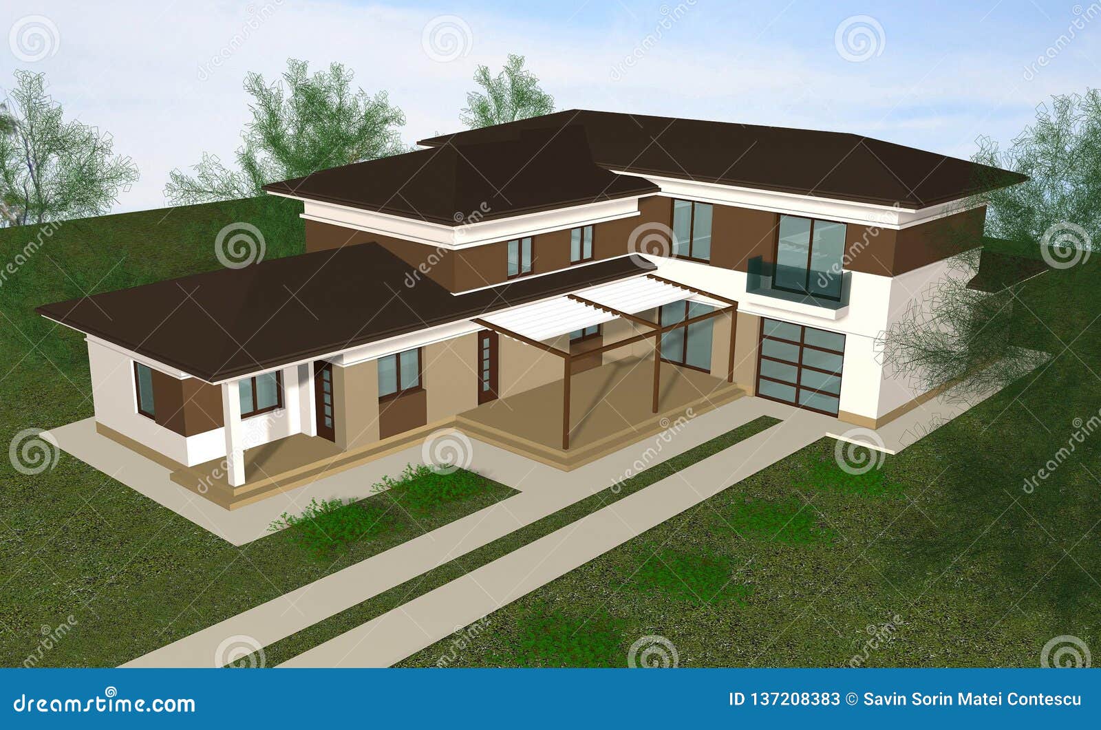 House Render presentation stock illustration. Illustration of concrete ...