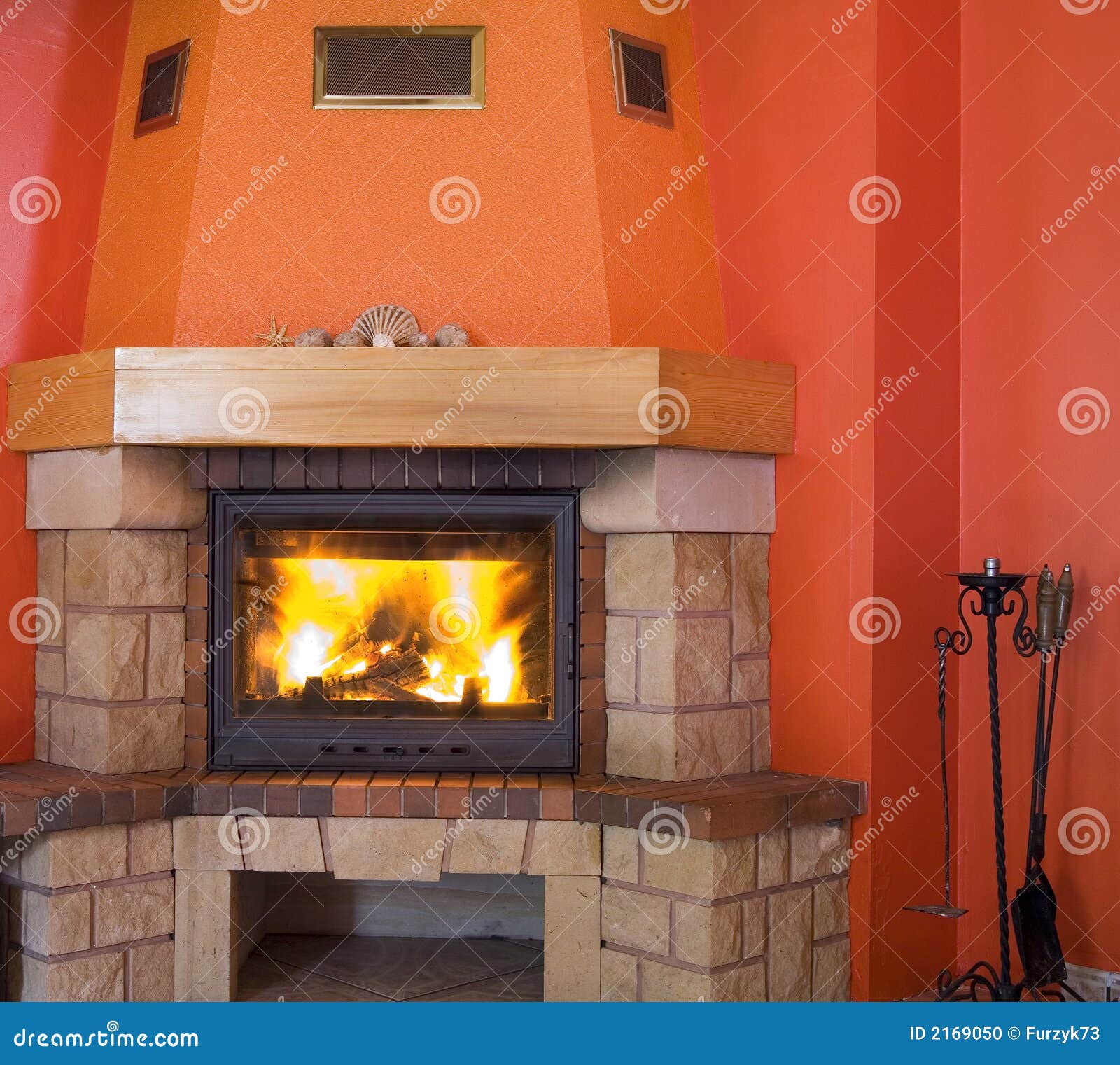 Cosy fireplace stock photo. Image of fuel, colorful, home - 2169050