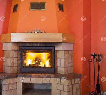 Cosy fireplace stock photo. Image of fuel, colorful, home - 2169050