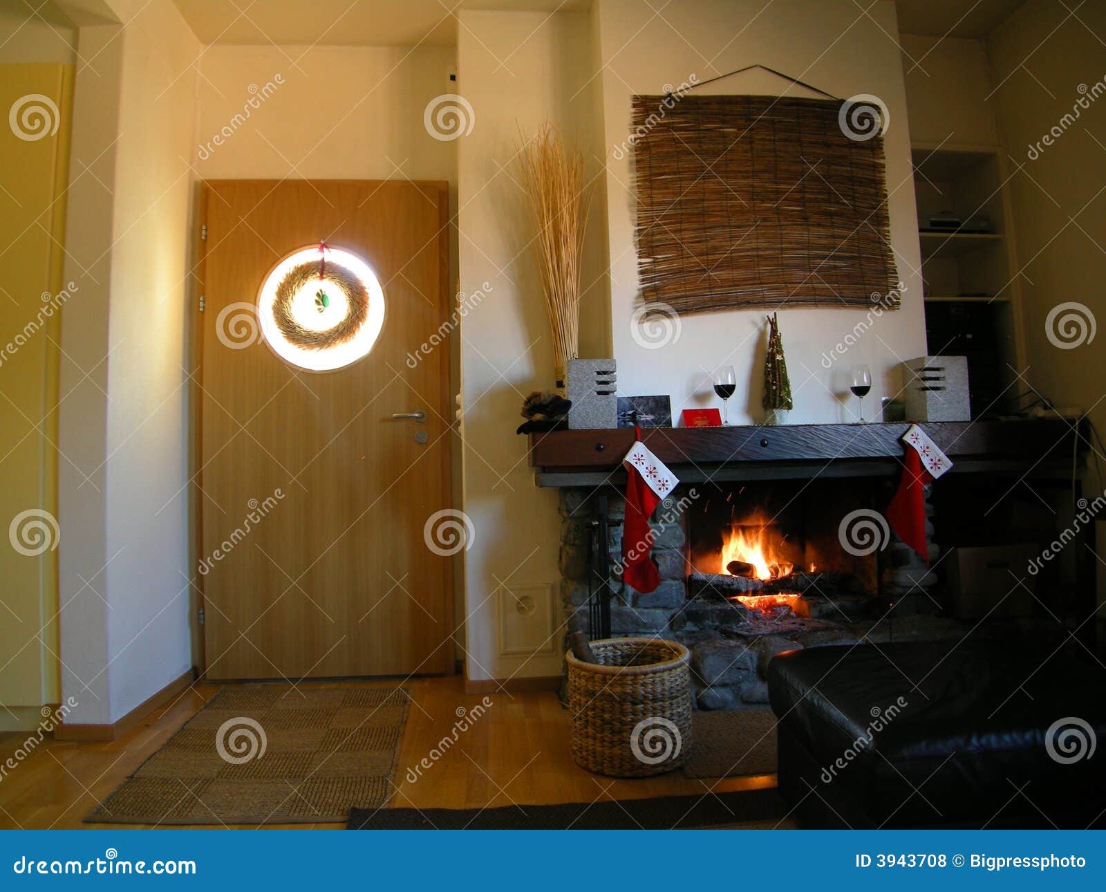 Cosy Home Interior with Fire Stock Photo - Image of environment, hearth ...