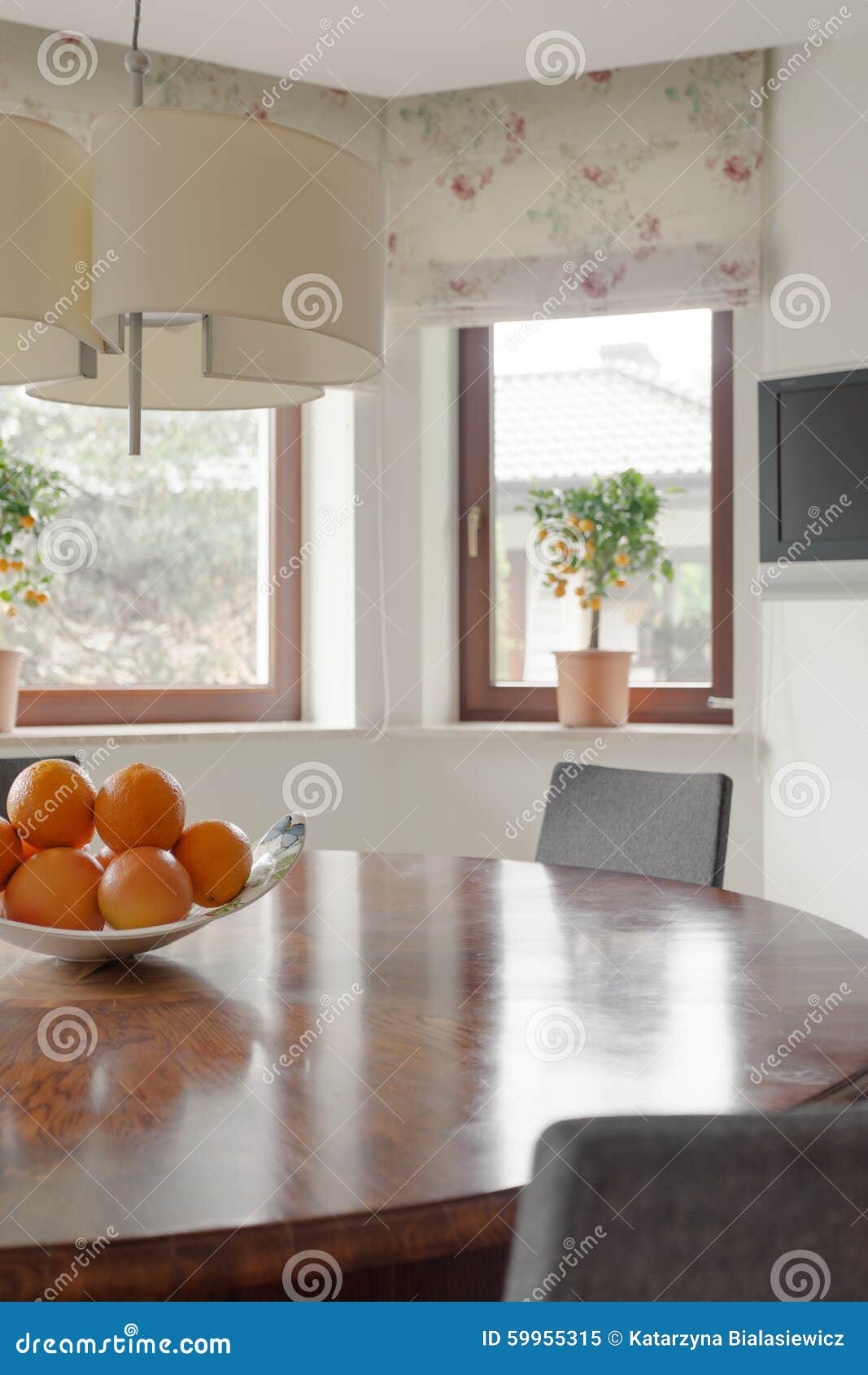 Cosy Interior with Round Table Stock Image - Image of area, design ...