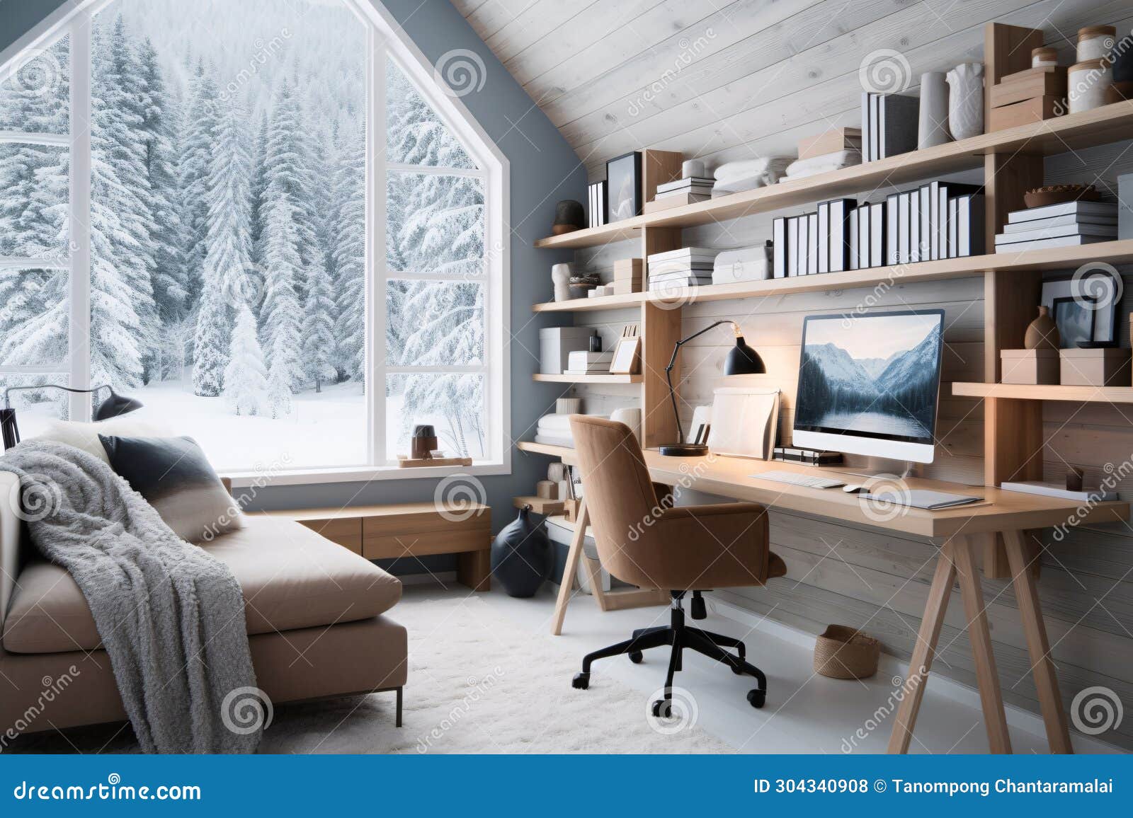 Cosy and Stylish Modern Home Office Interior Design, Office Workspace ...