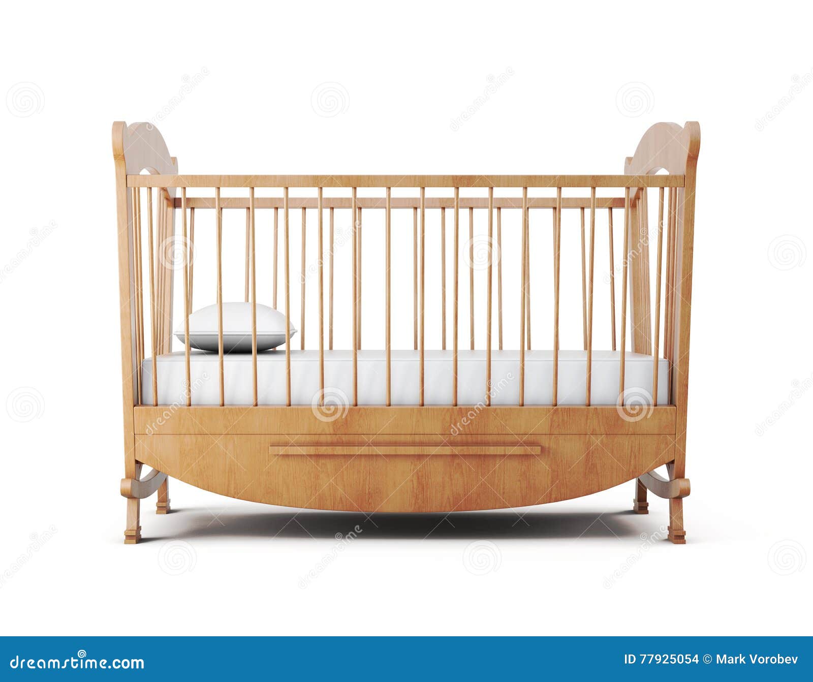 Cot Bed Isolated on White Background. 3d Rendering Stock Illustration ...