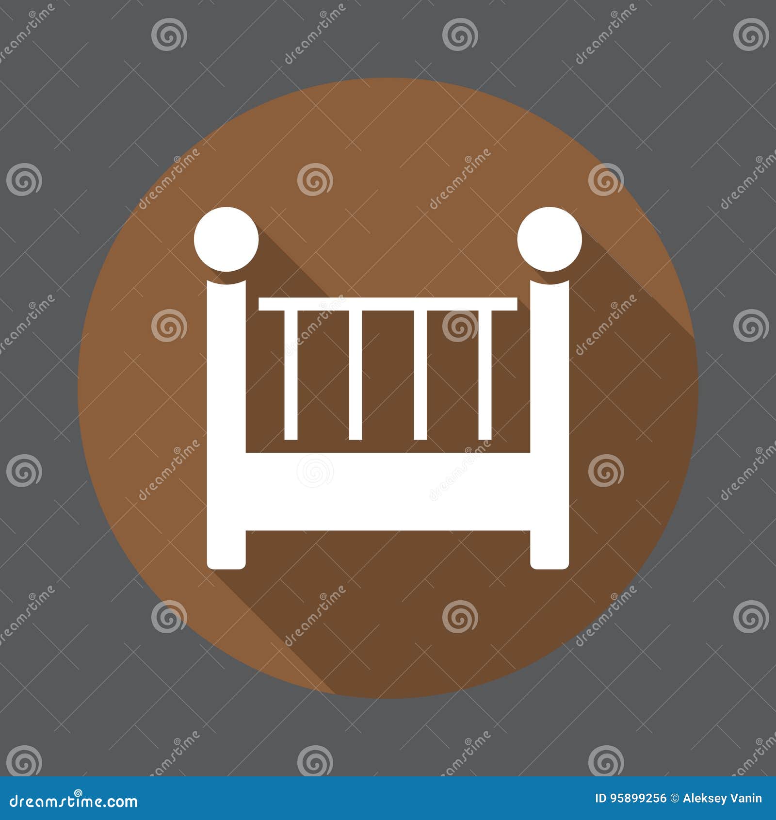 Cot, Crib Flat Icon. Round Colorful Button, Circular Vector Sign with Long Shadow Effect Stock ...