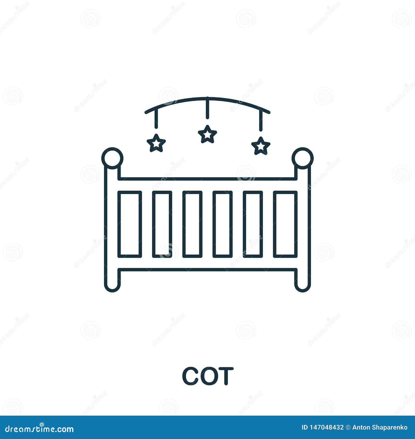 Cot Icon Outline Style. Creative Thin Design from Baby Things Icon ...