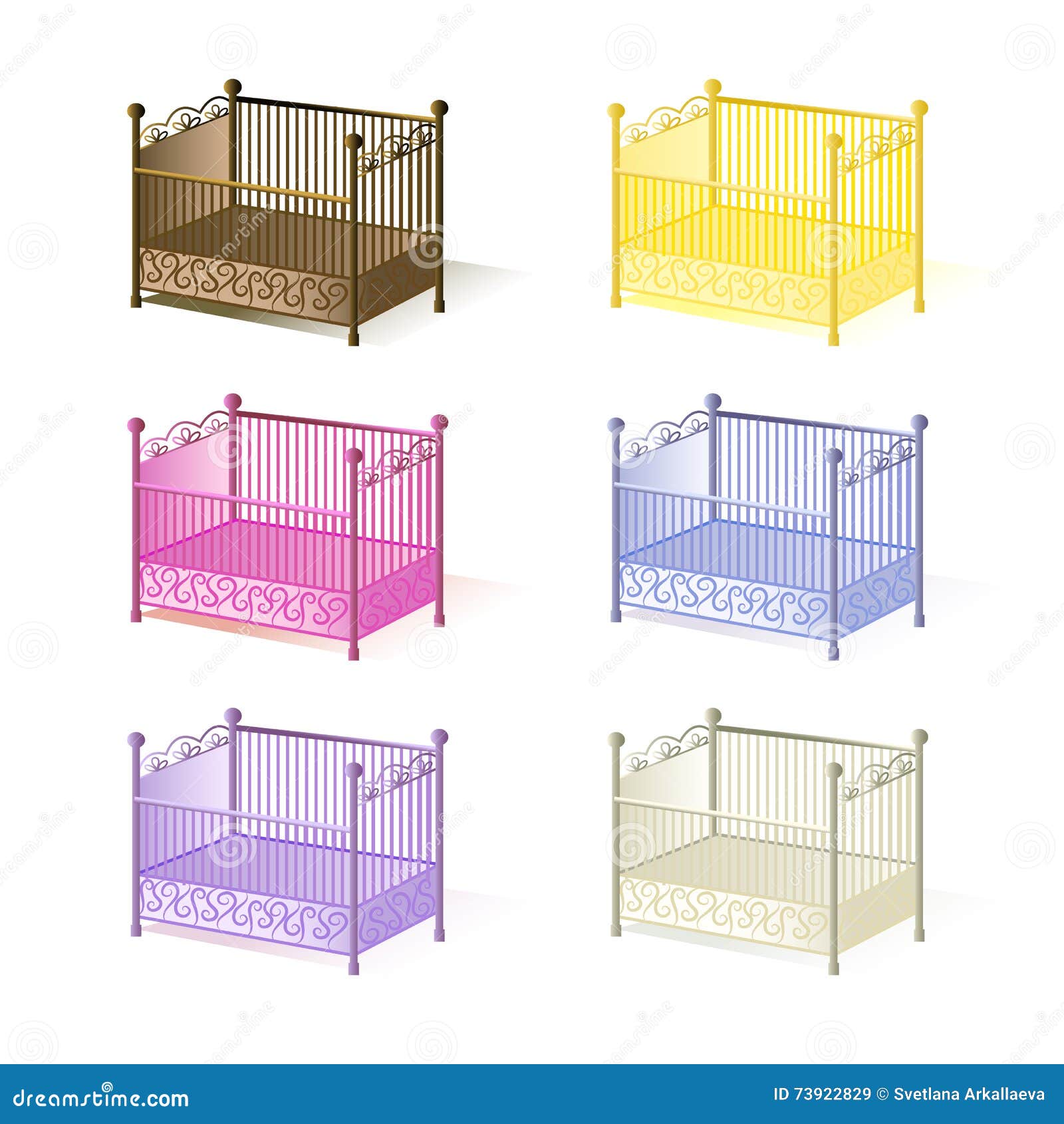 Cot , Illustration Set of Cots Assorted Colors 3D in Vector EPS Stock ...