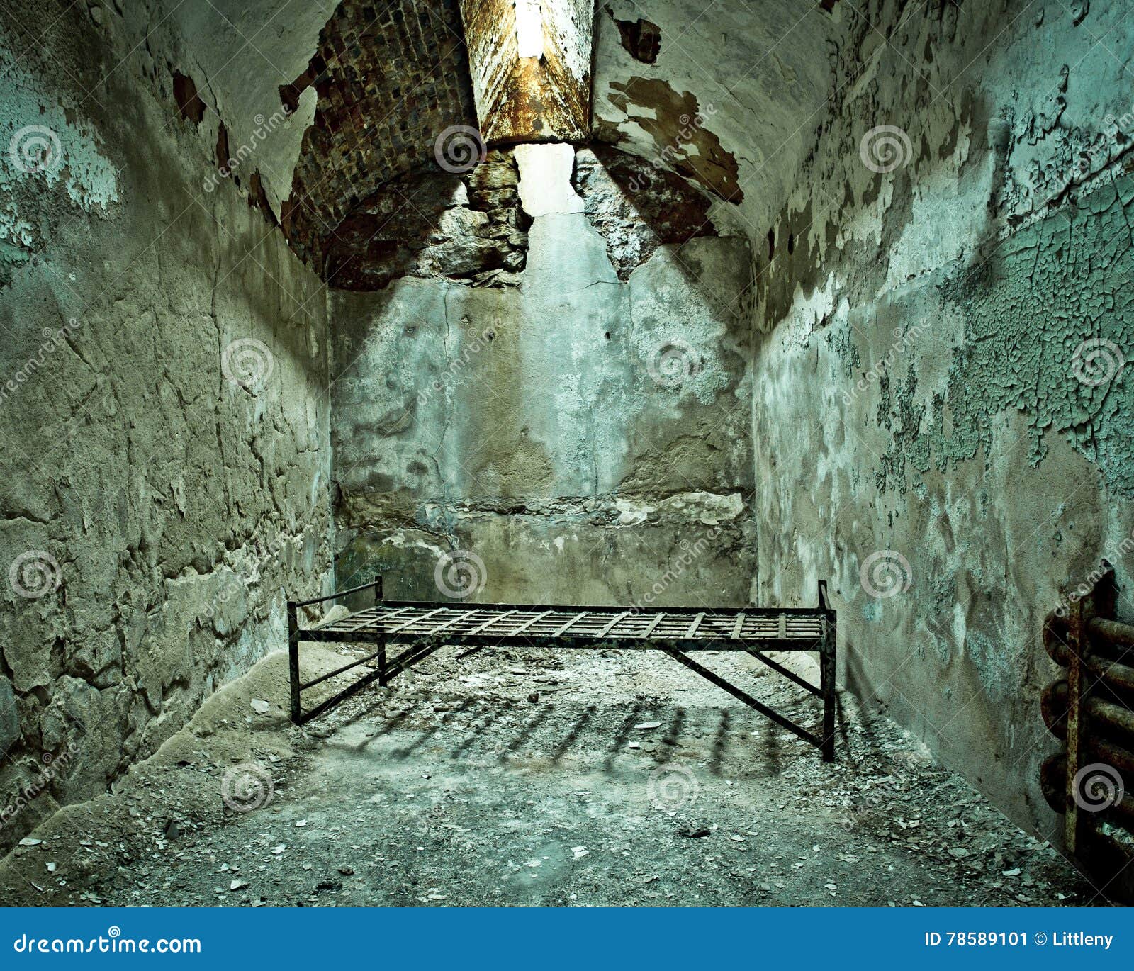 Cot in Prison Cell stock image. Image of jail, attraction - 78589101
