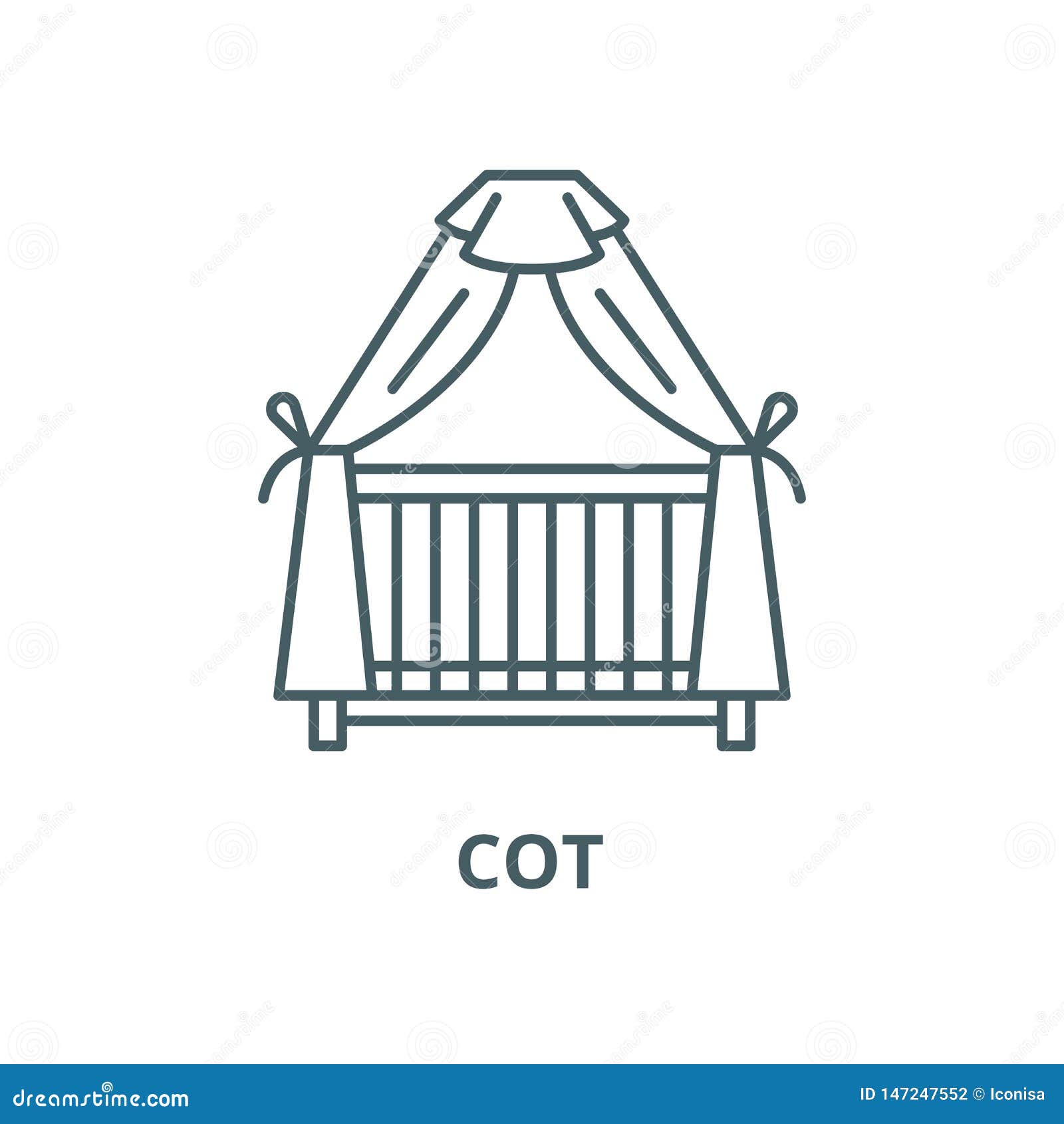 Cot Vector Line Icon, Linear Concept, Outline Sign, Symbol Stock Vector ...