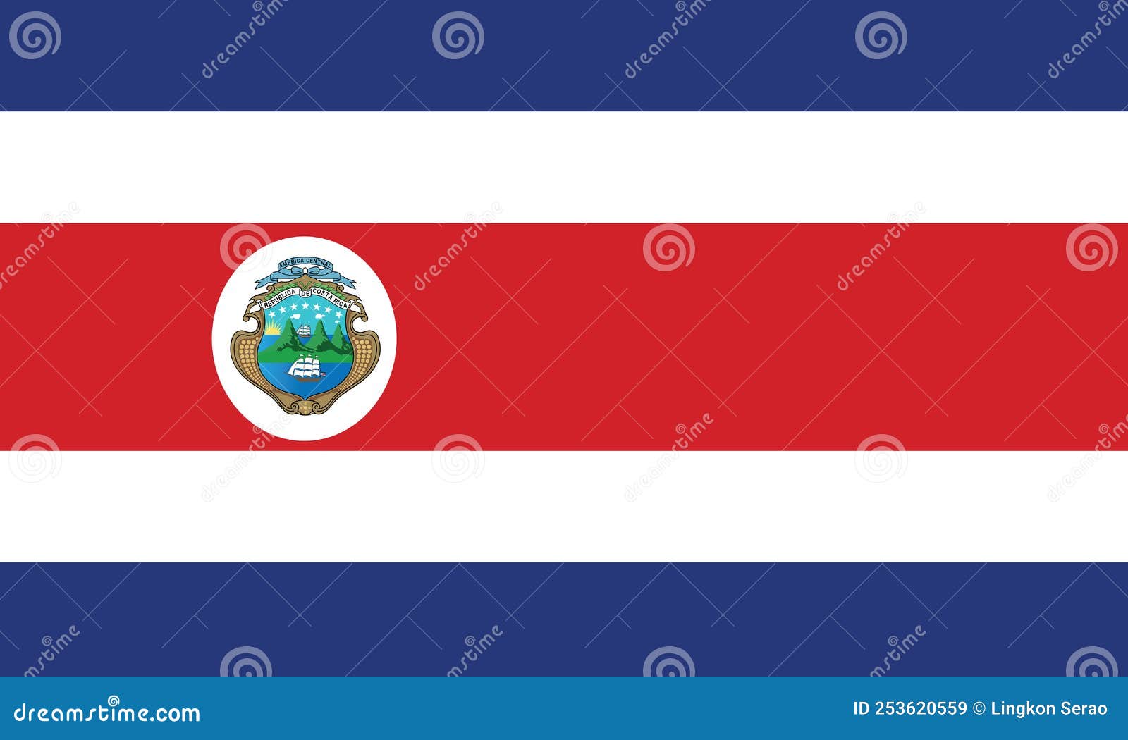 Vector Illustration of the Official Flag of Costa Rica. the Costa Rica ...