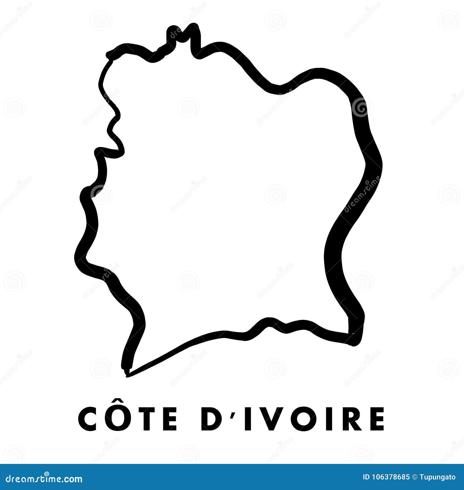 Cote d`Ivoire map outline stock vector. Illustration of border - 106378685 Cote d`Ivoire map outline stock vector. Illustration of border - 106378685