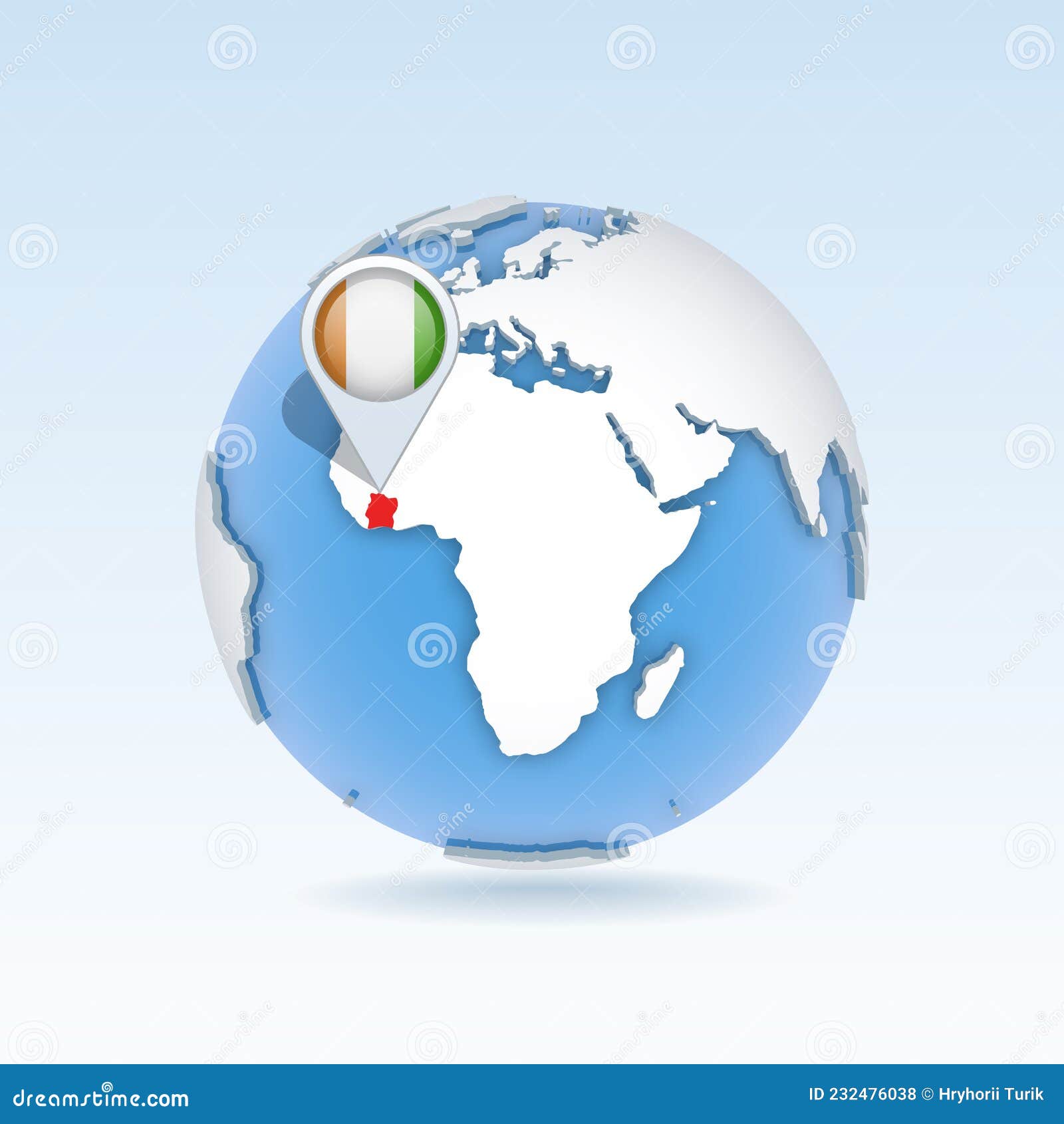 Cote DIvoire - Country Map and Flag Located on Globe, World Map. Stock ... Cote DIvoire - Country Map and Flag Located on Globe, World Map. Stock ...