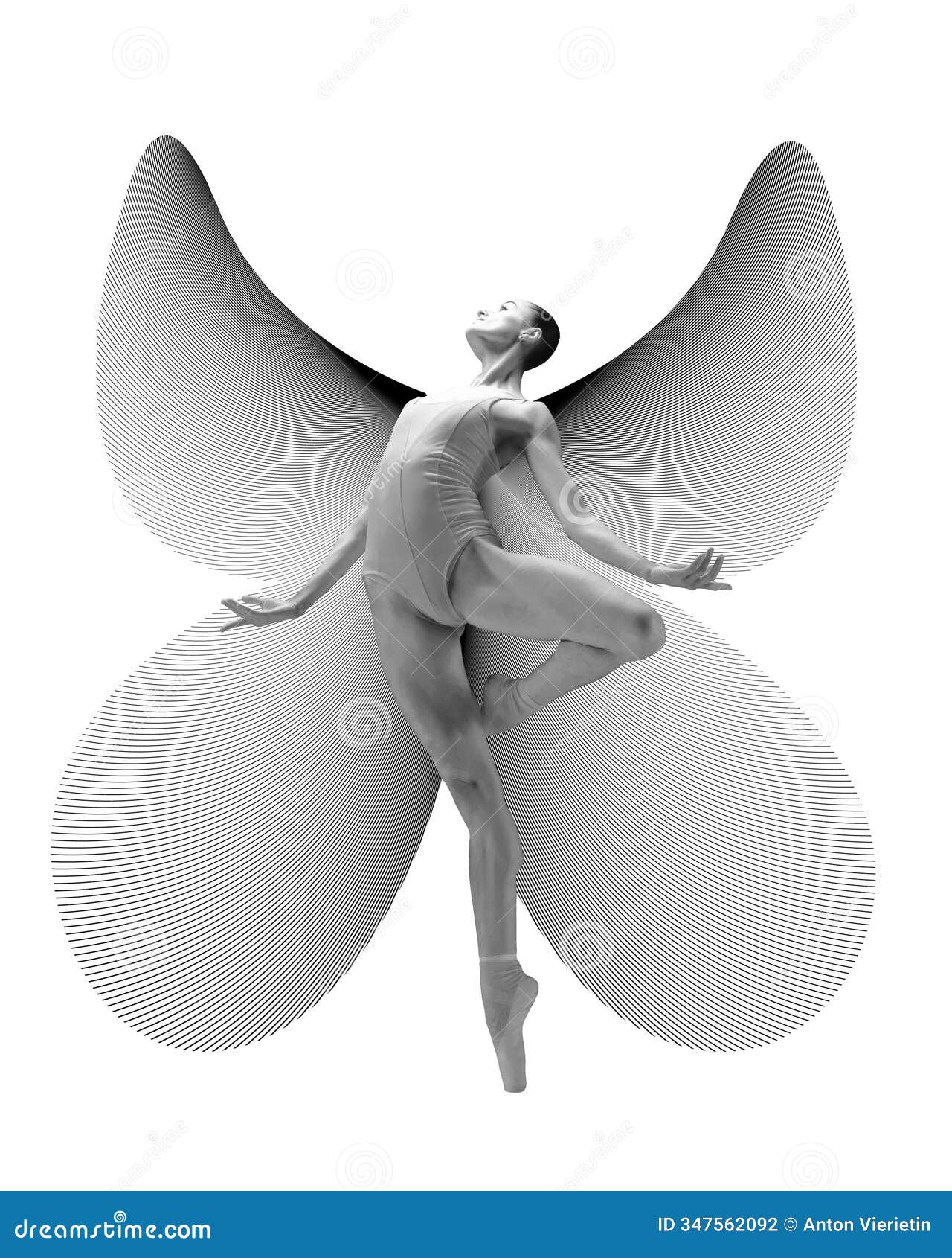 Cotemporary Art Collage. Ballet Dancer Leaping through Minimalist Geometric Design, Blending ...