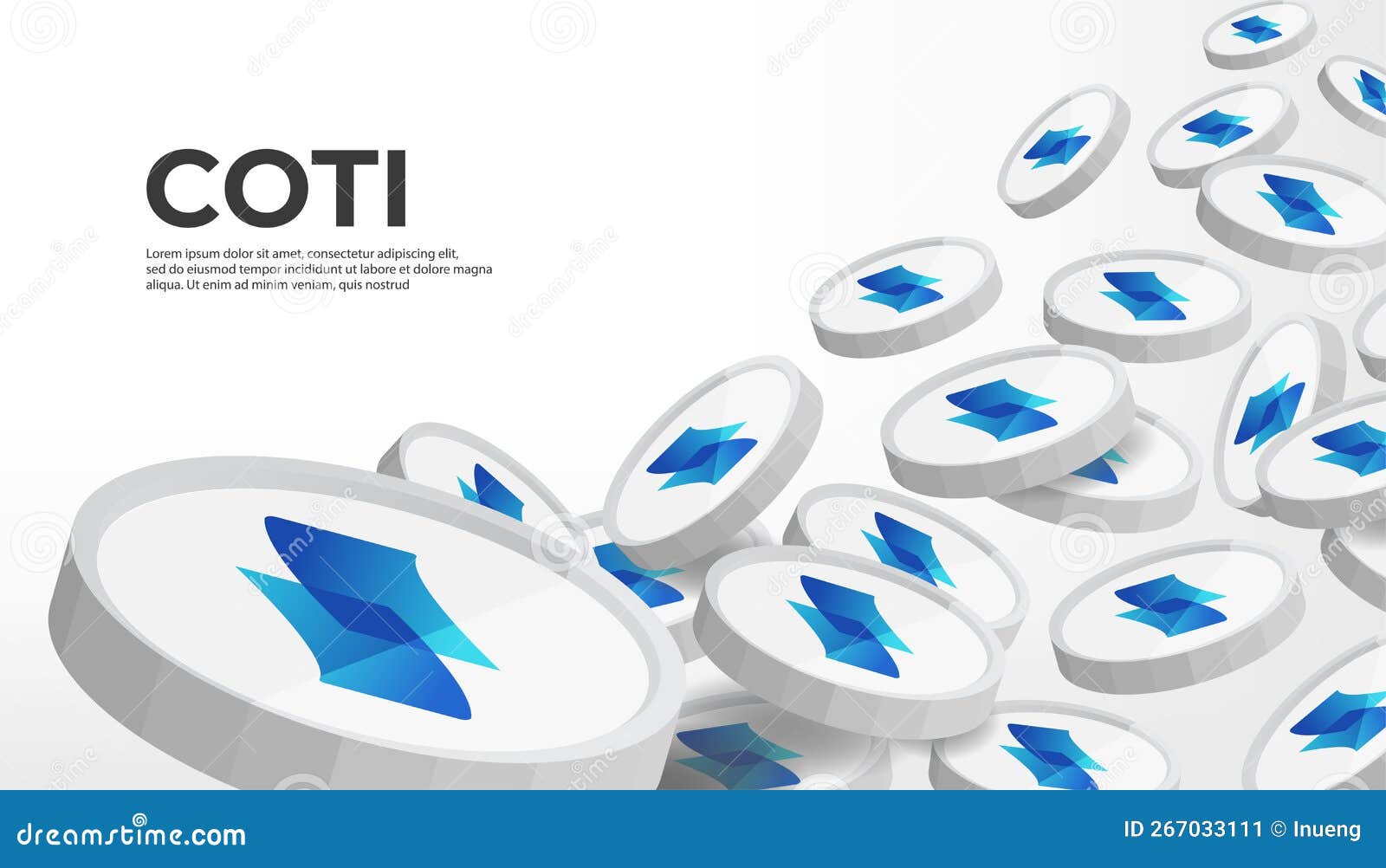 COTI Coin Falling From The Sky. COTI Cryptocurrency Concept Banner Background Cartoon Vector ...