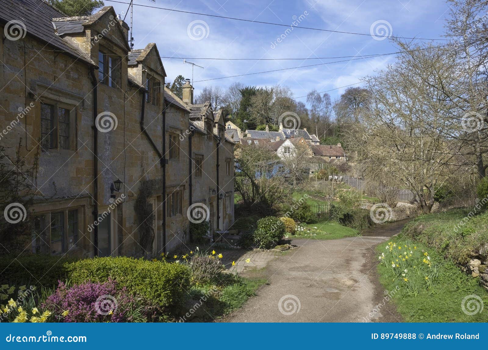 Cotswold Cottages at Blockley, Gloucestershire Stock Photo - Image of ...