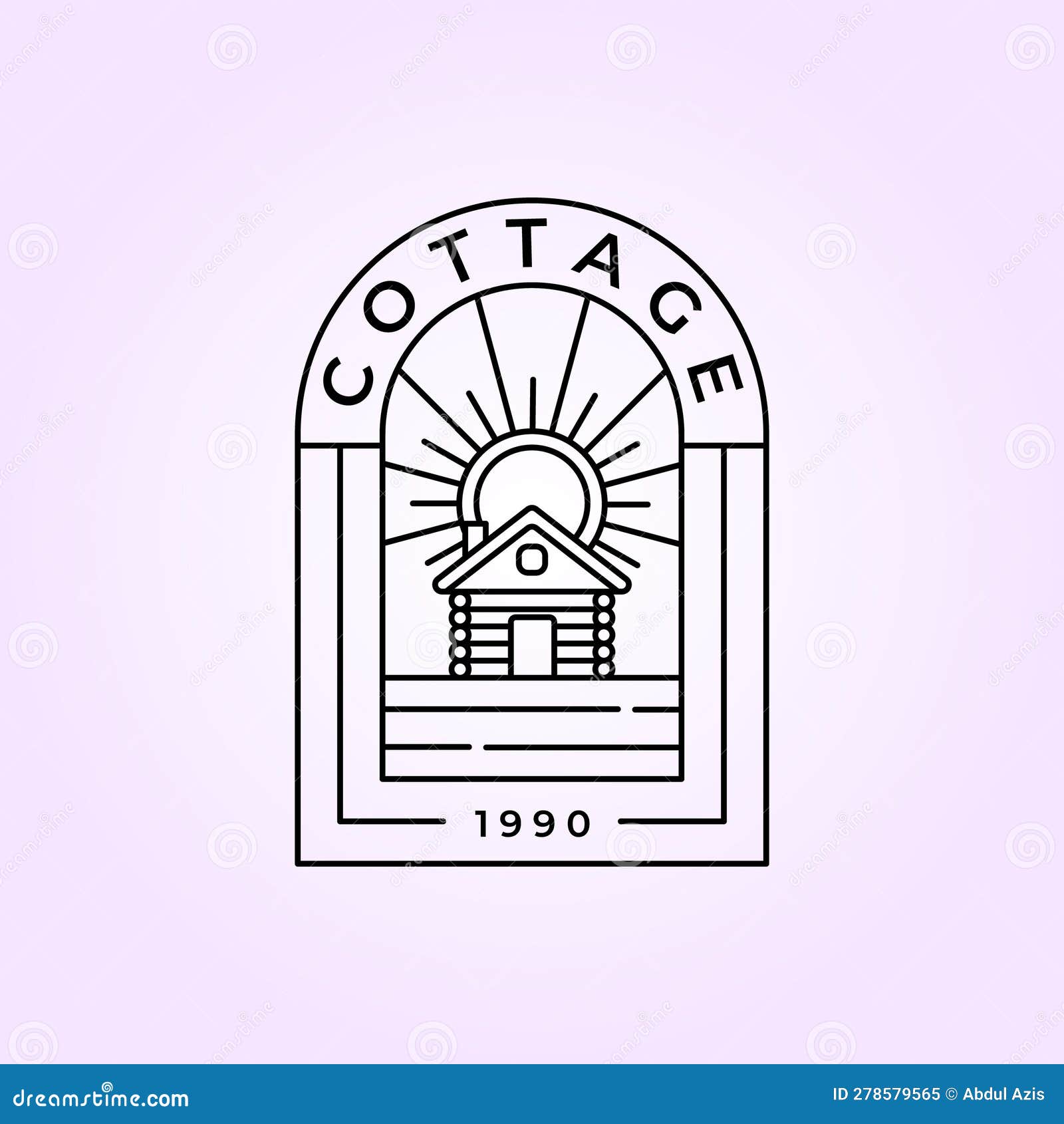 Cottage Badge Logo Vector Minimalist Line Art Design Stock Vector ...