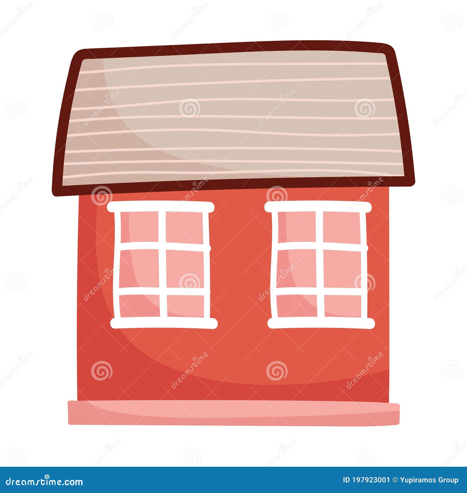 Cottage Cartoon Two Windows Facade Isolated Design White Background ...