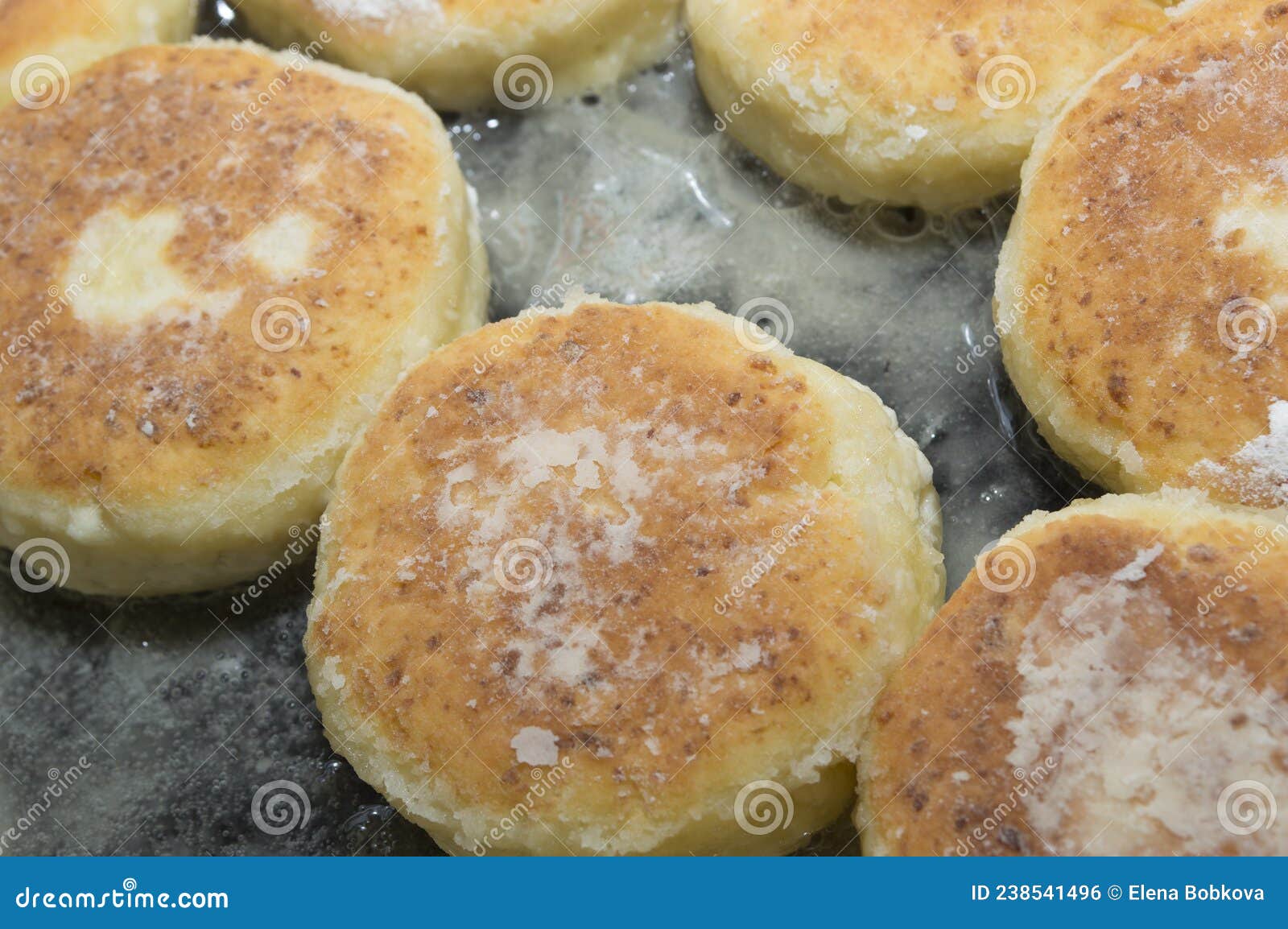 Cottage Cheese Cheesecakes, Baking in a Frying Pan Stock Photo - Image ...