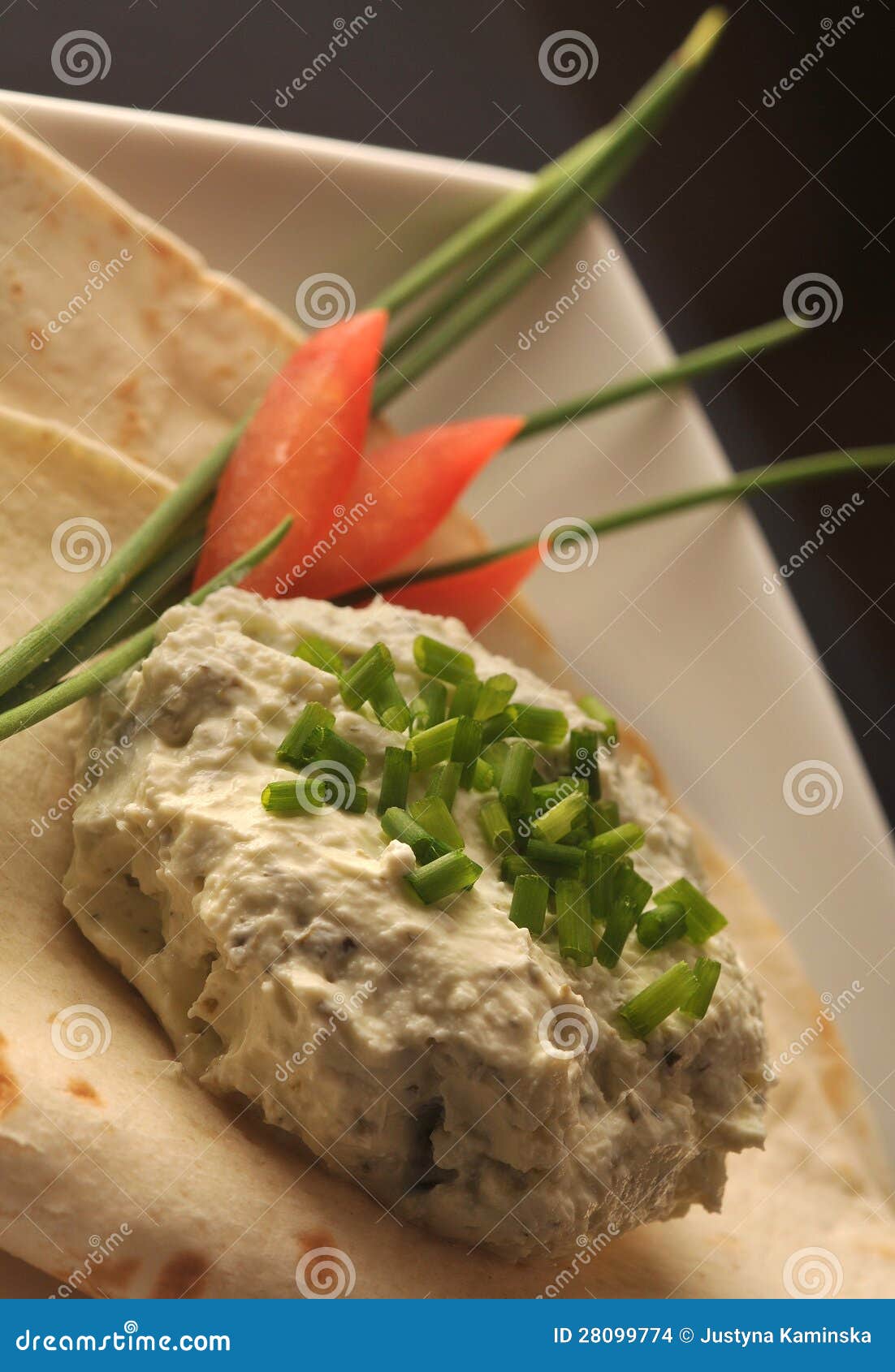 Cottage cheese with chives stock photo. Image of chives - 28099774
