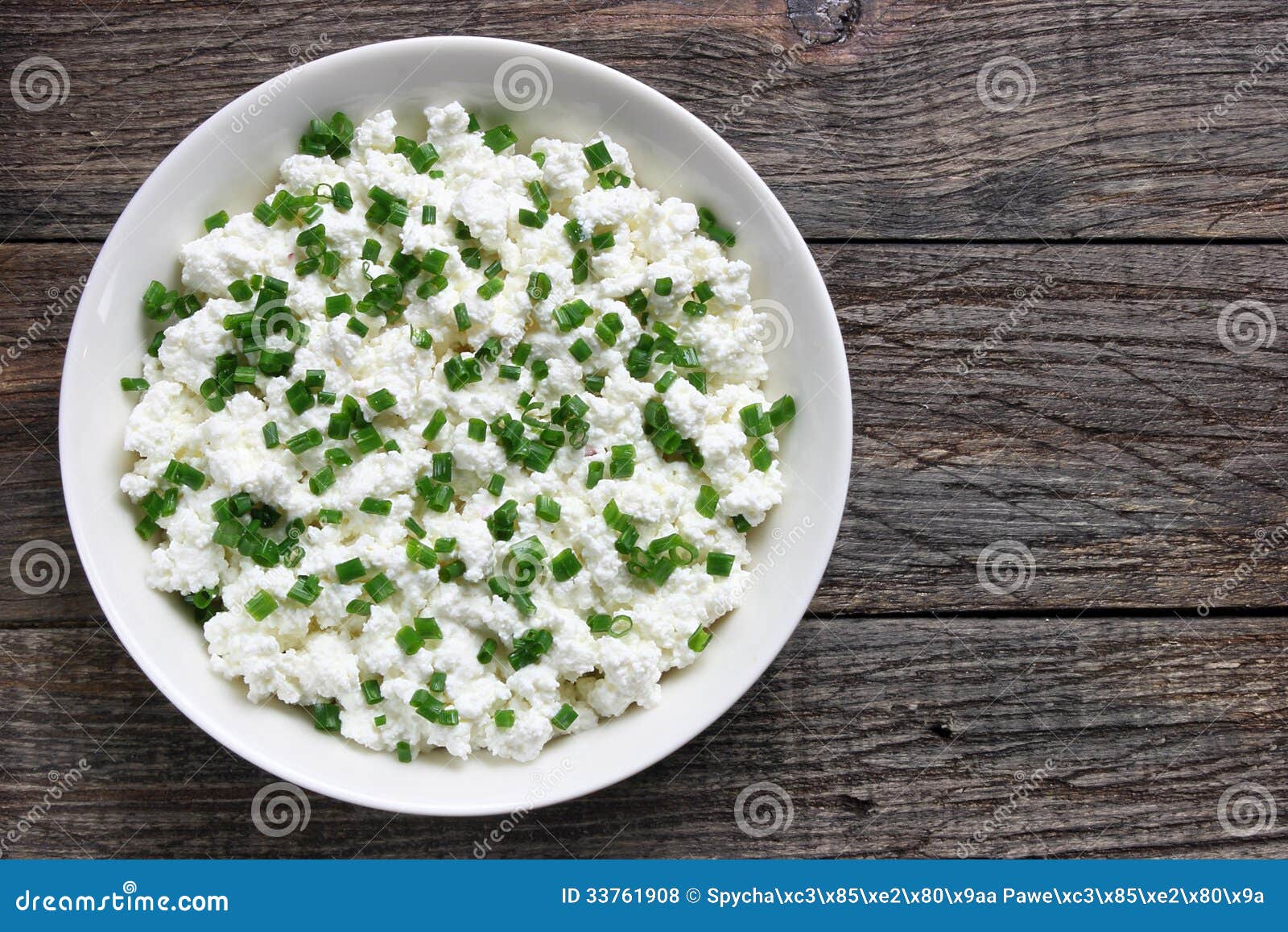 Cottage cheese with chives stock photo. Image of diet - 33761908
