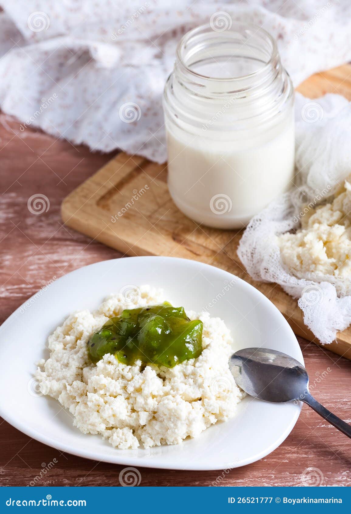 Cottage cheese with jam stock image. Image of green, homemade - 26521777