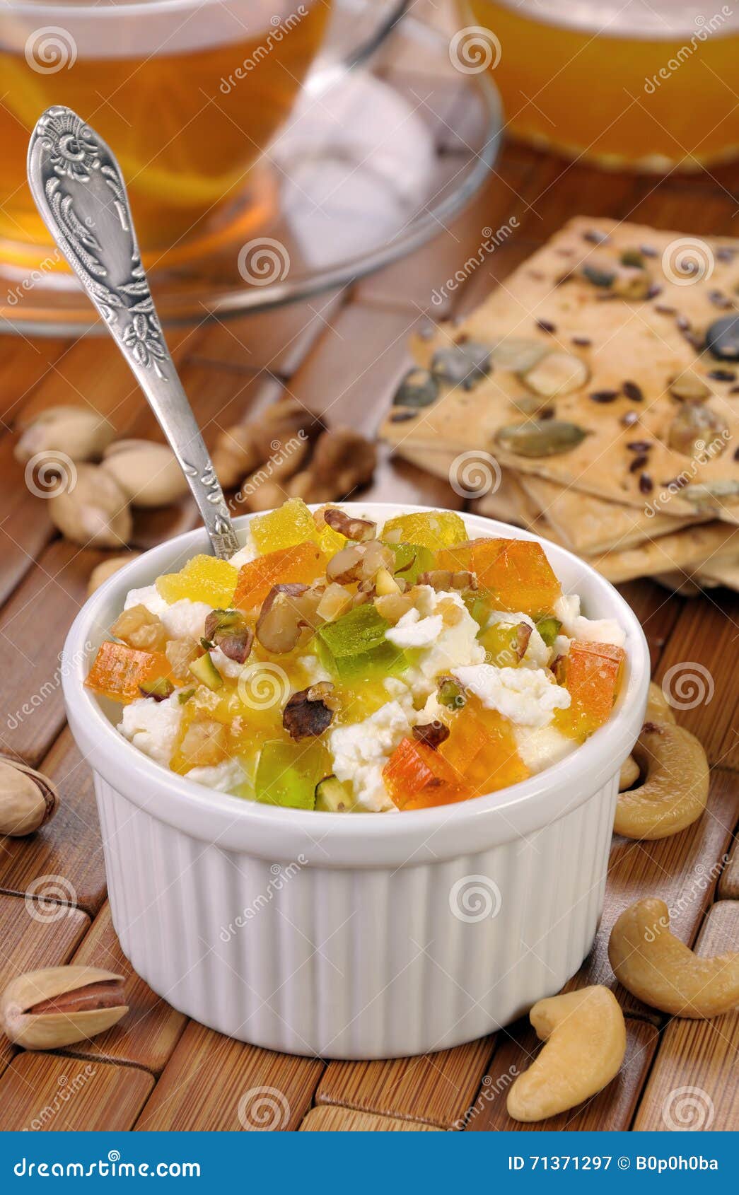 Cottage Cheese with Jam and Marmalade Stock Image - Image of candied ...