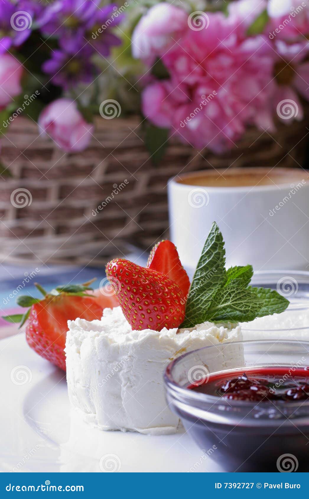 Cottage Cheese with Jam & Strawberries Stock Image - Image of breakfast ...