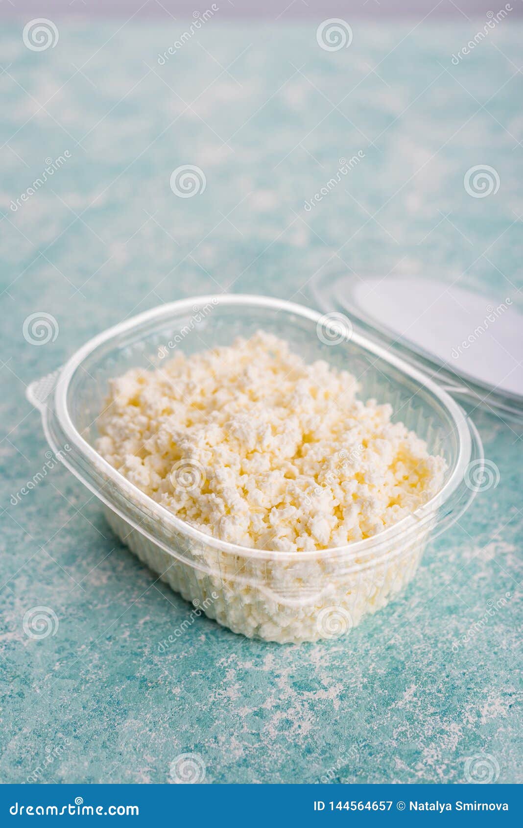 Cottage Cheese in Plastic Packaging. Stock Image - Image of background ...