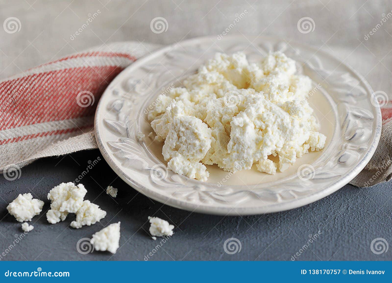 Cottage Cheese in a Plate on a Table Stock Image - Image of breakfast ...