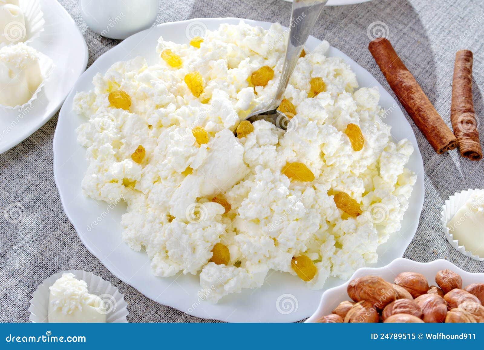 Cottage Cheese on a White Plate Stock Image - Image of hazelnut ...