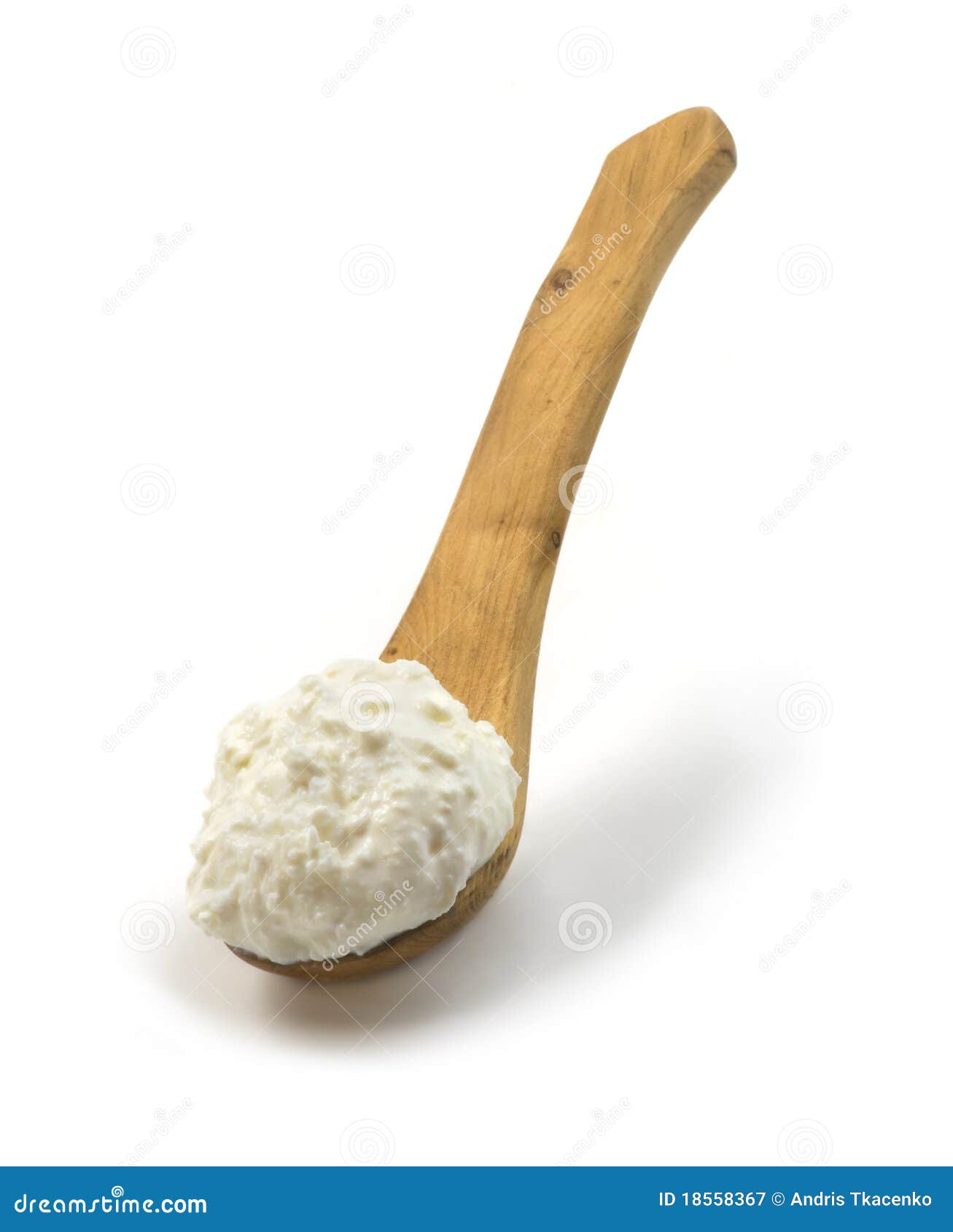 Cottage Cheese in a Wooden Spoon Stock Image - Image of spoon, healthy ...