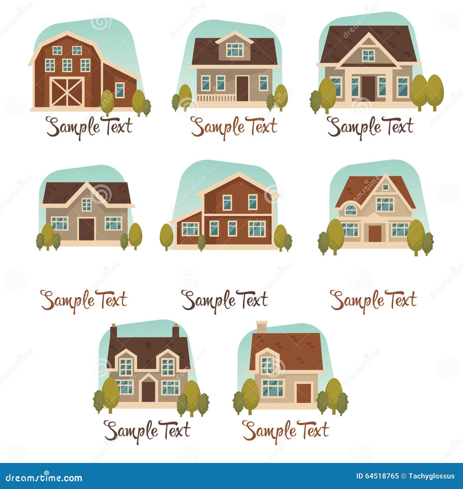 Cottage collection stock vector. Illustration of estate - 64518765
