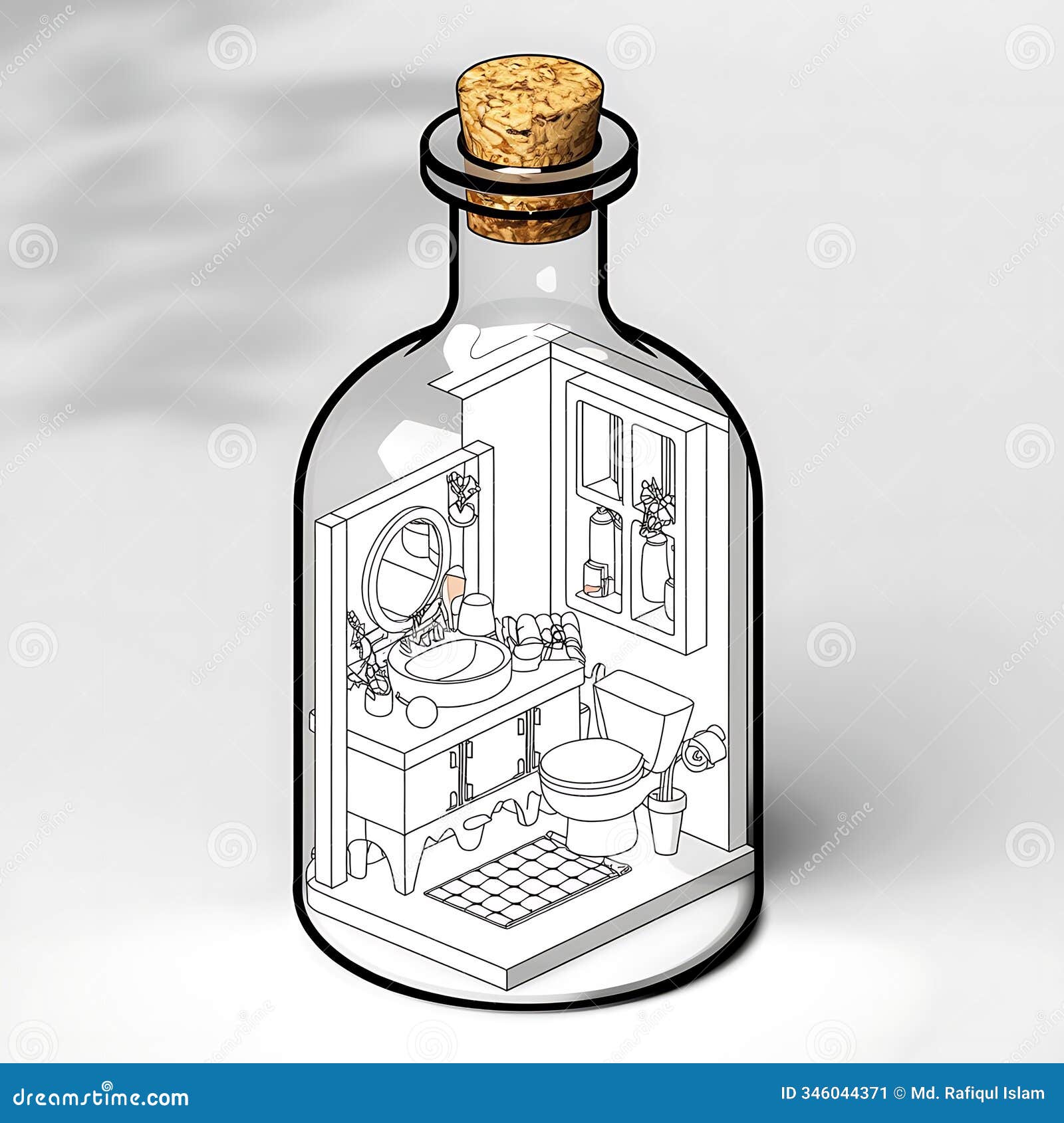 Cottage Core Coloring in a Bottle Jar Line Art Illustration Stock ...